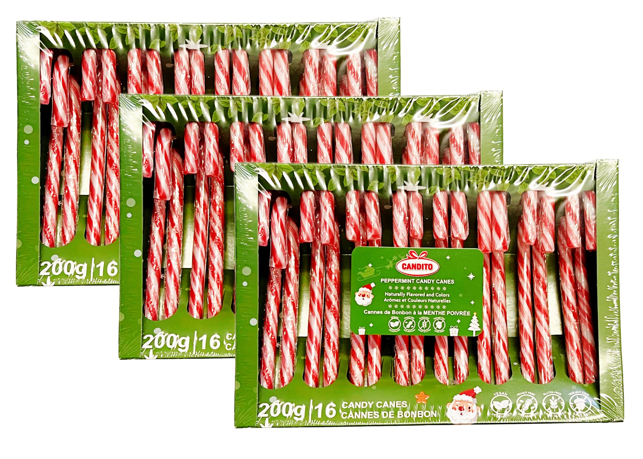 CANDITO Peppermint Candy Canes (3 PACK)– Natural Peppermint Flavour ...