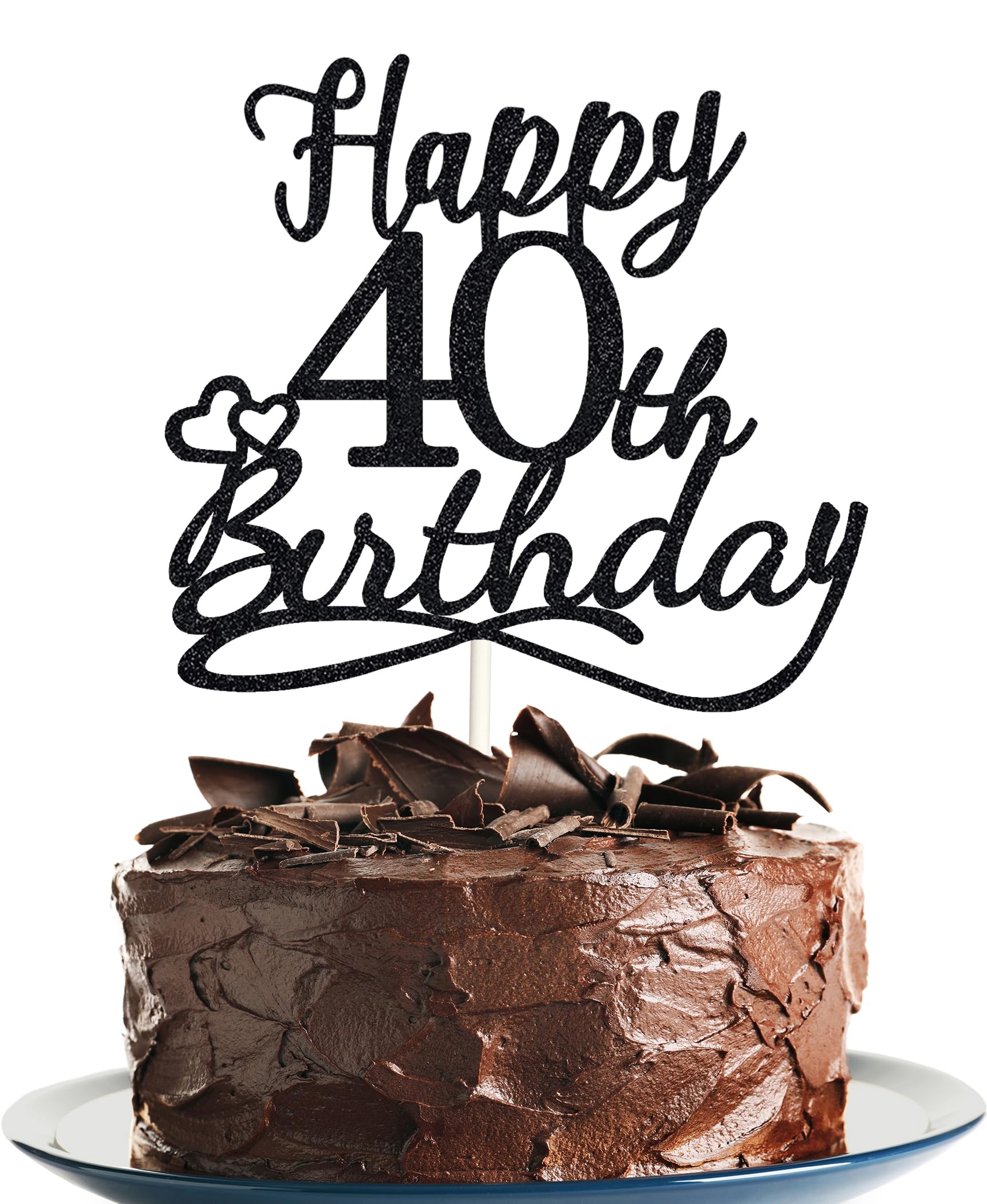 Snapklik.com : 40 Birthday Cake Toppers-Black Double Sided Glitter ...