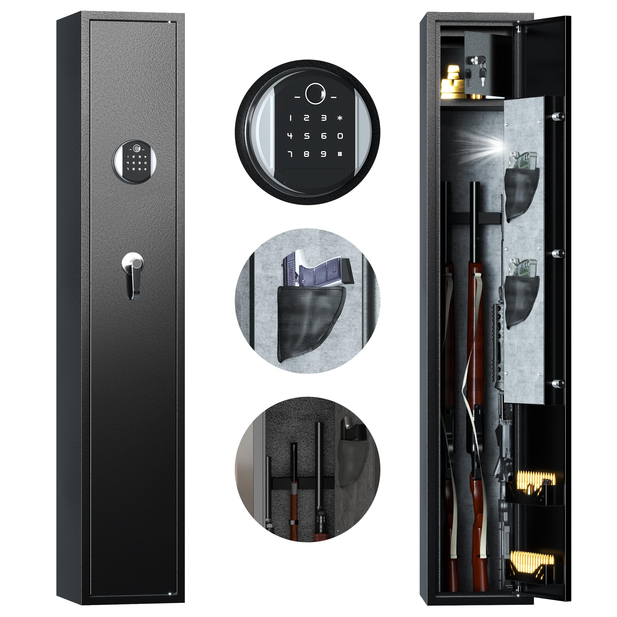Amazon.com: NICOMOW 3 Gun Fingerprint Safe for Household Rifles and ...