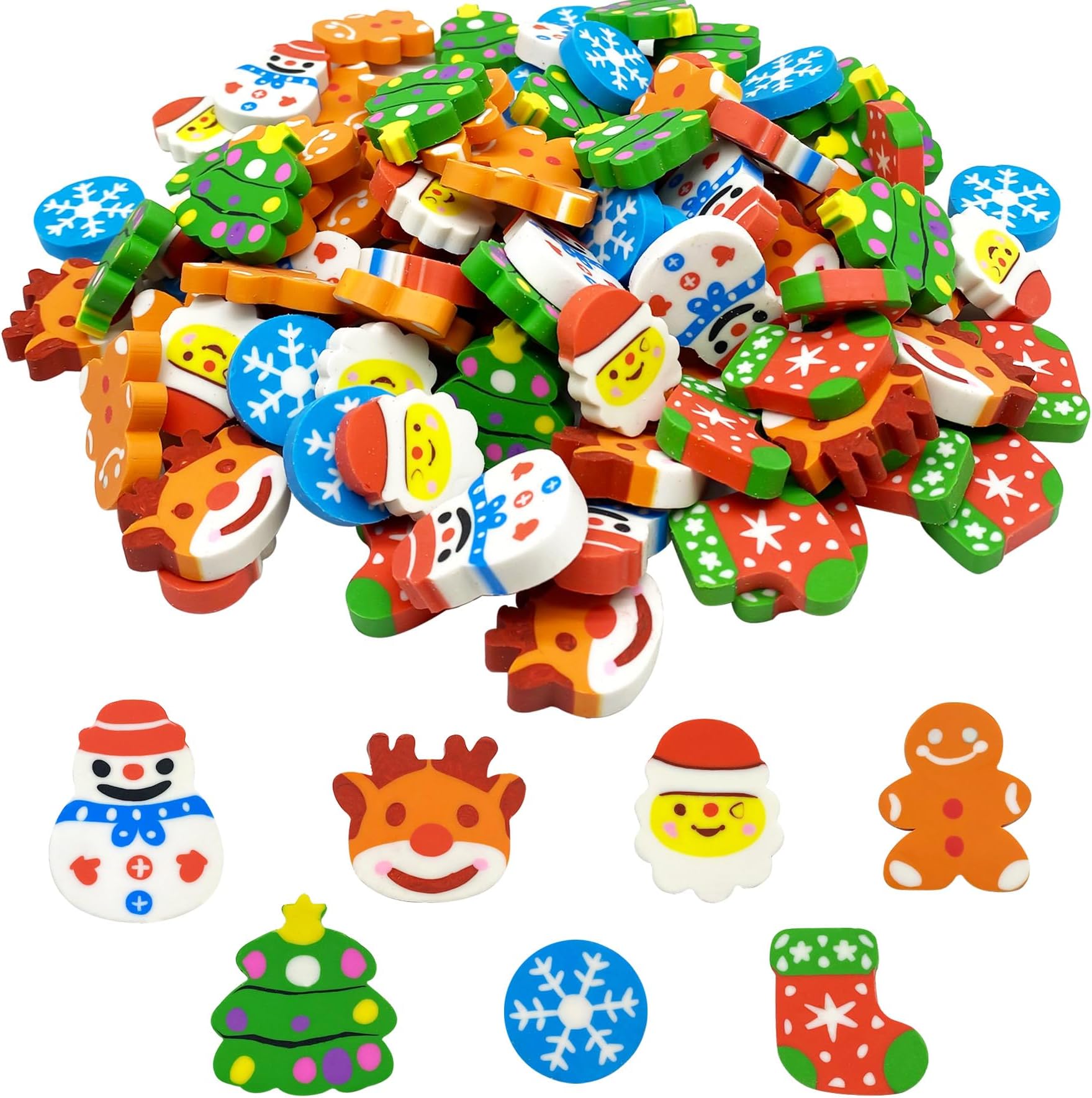 Amazon.com : ZAKVOOR 50 Pcs Large Christmas Pencil Erasers Bulk for ...