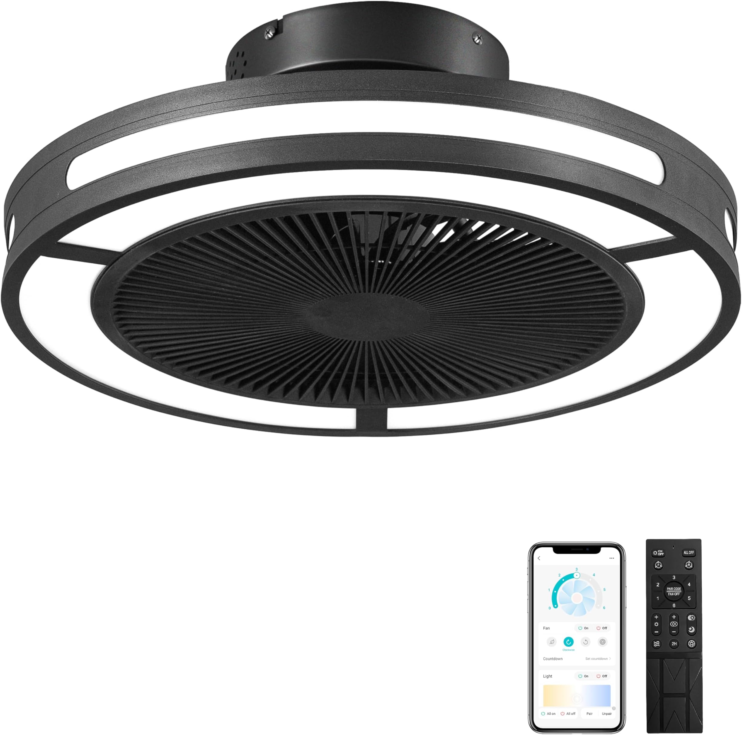Amazon.com: DRTONK Modern Ceiling Fan Light, 3 Speed LED Recessed ...