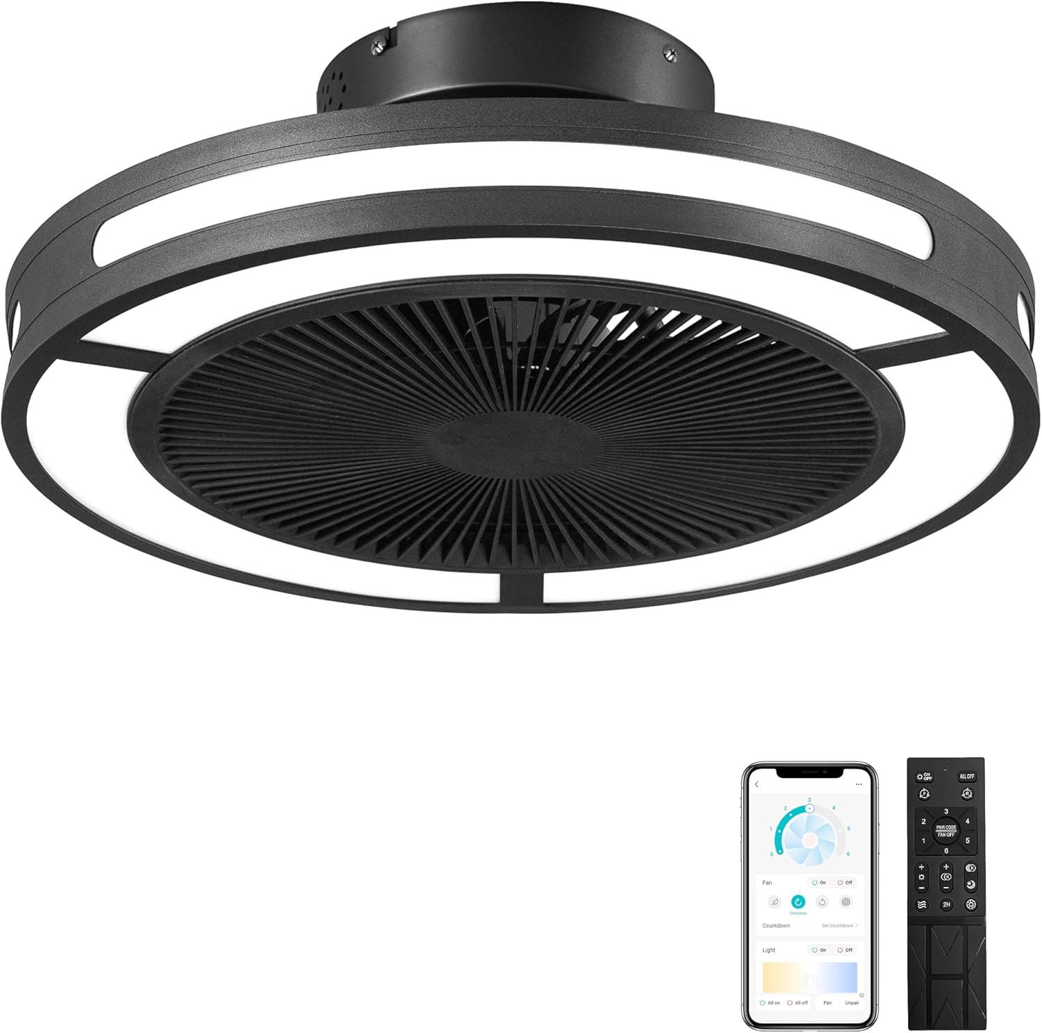 Ohniyou Ceiling Fan with Lights, 19" Enclosed Low Profile Ceiling Fans ...