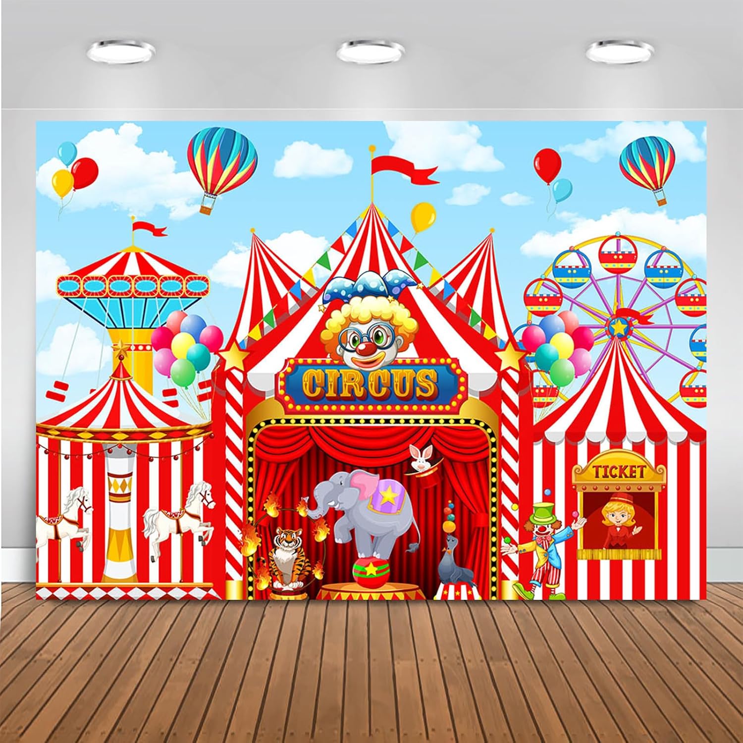 Amazon.com : Mocsicka Circus Backdrop Carnival Theme Party Decorations ...