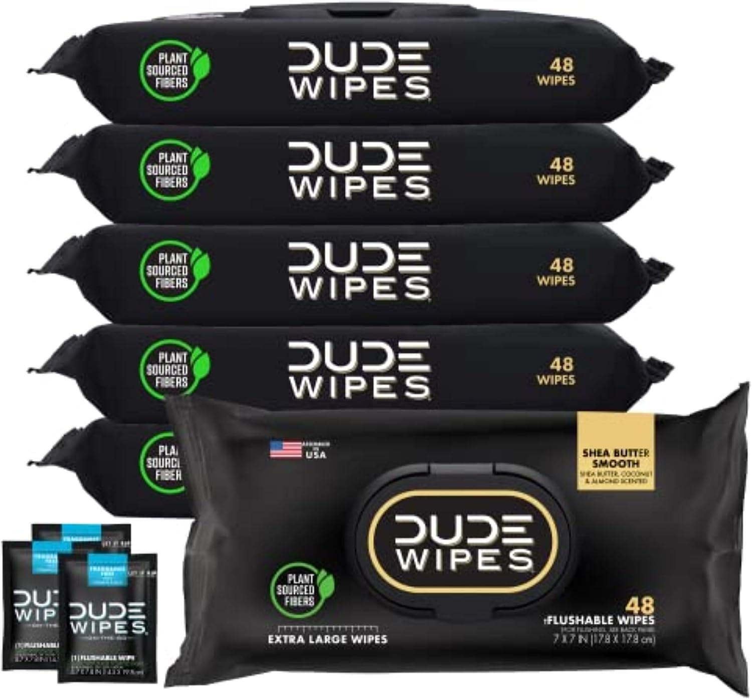 Amazon.com: DUDE Wipes - Flushable Wipes - 6 Pack, 288 Wipes - Shea ...