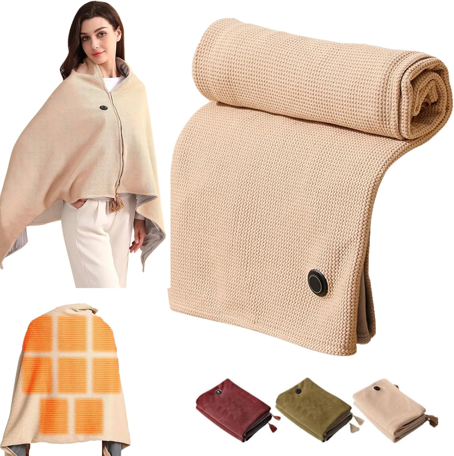Amazon.com: Portable Heated Shawl,Heated Shawl Cordless and Wearable ...