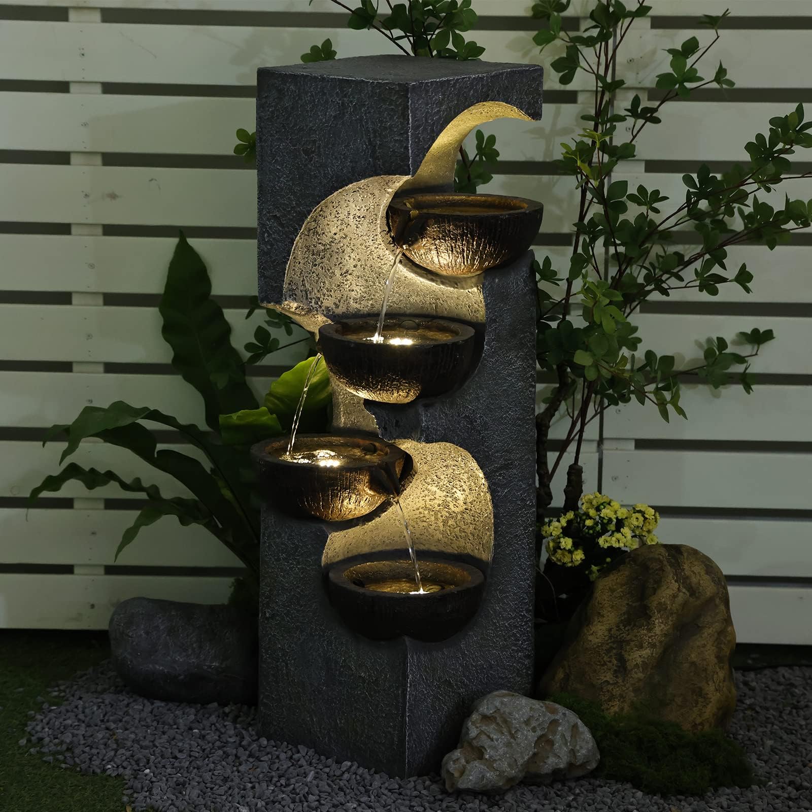 Amazon.com: Crescent Moon Modern Outdoor Floor Bubbler Water Fountain ...