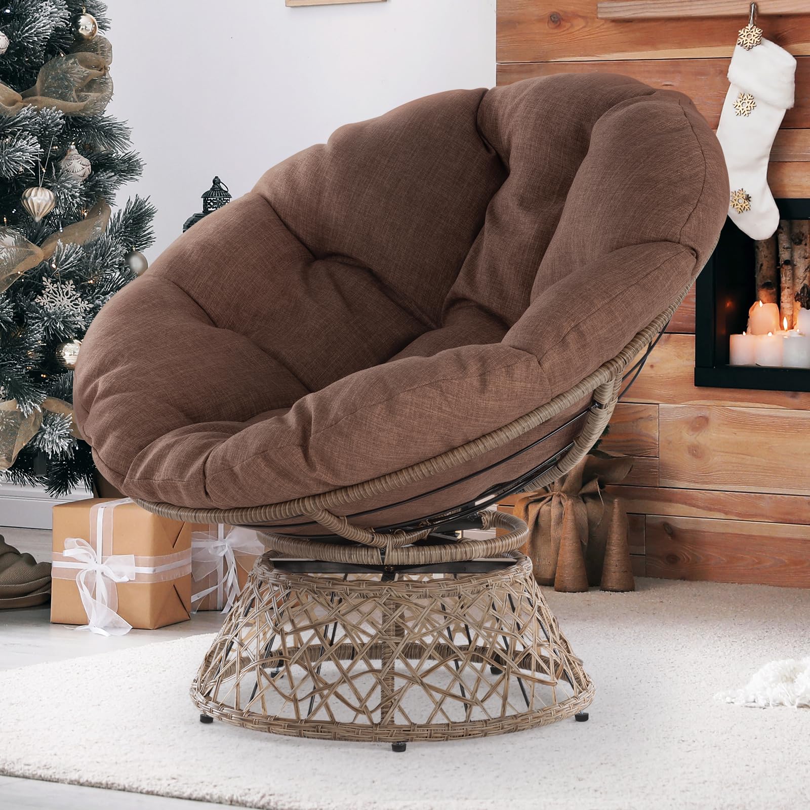 Snapklik.com : Bme 40" Ergonomic Wicker Papasan Chair