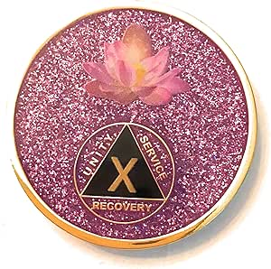Amazon.com: 10 Year AA Medallion - The Lotus Purple Medallion Glitter ...