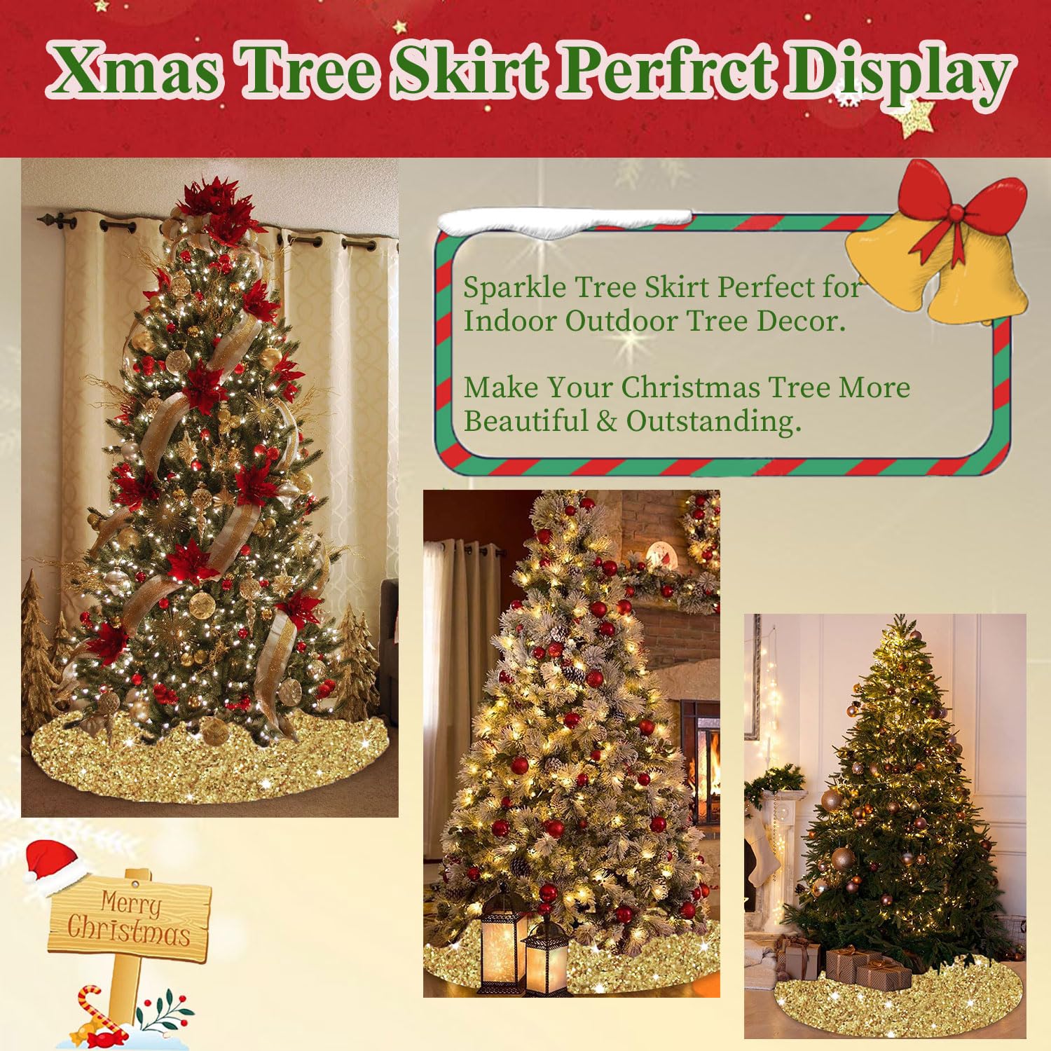 Snapklik.com : Gold Christmas Tree Skirts 21 Inches Mini Metallic Tree ...