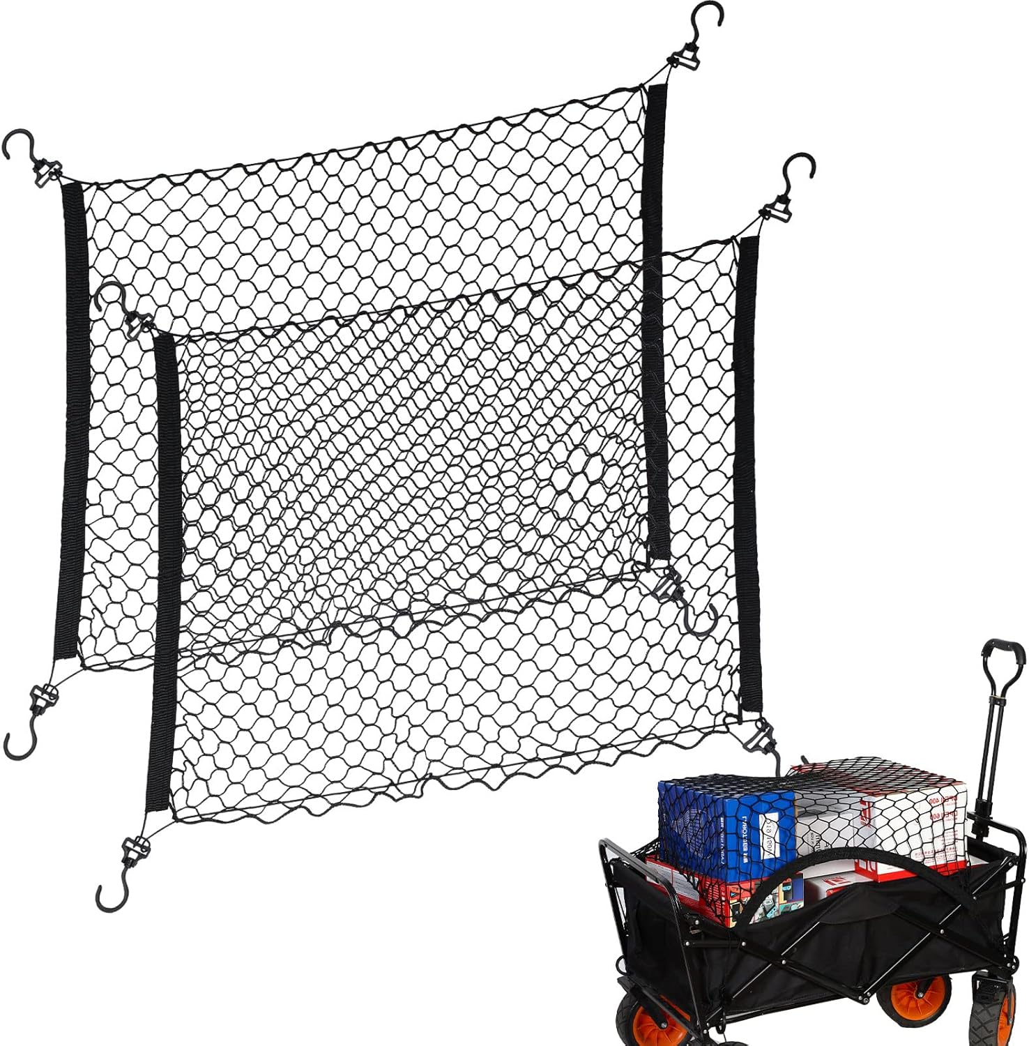 2 Pack Wagon Net Cover Cargo Net for Utility Folding Wagon Collapsible ...