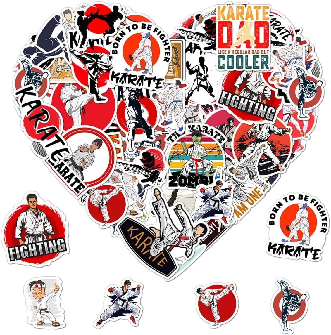 Amazon.com: 50 Pack Pcs Karate Stickers for Water Bottles Waterproof ...