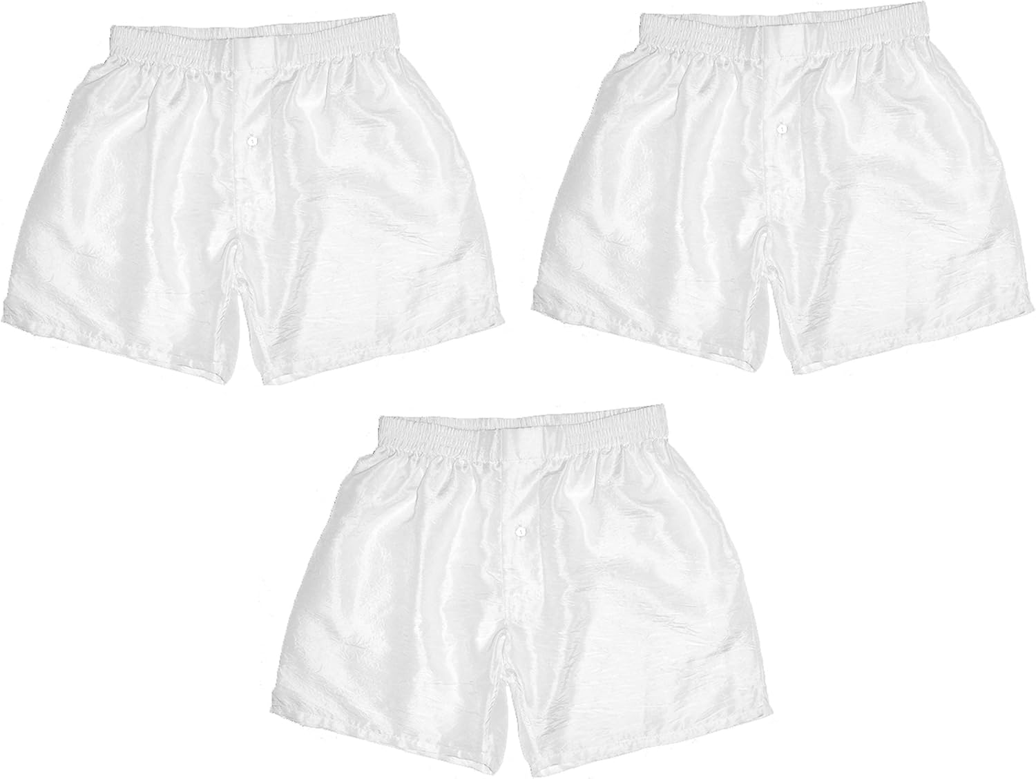 Royal Silk Set of Three White Crinkle Silk Boxers - Small - S at Amazon ...