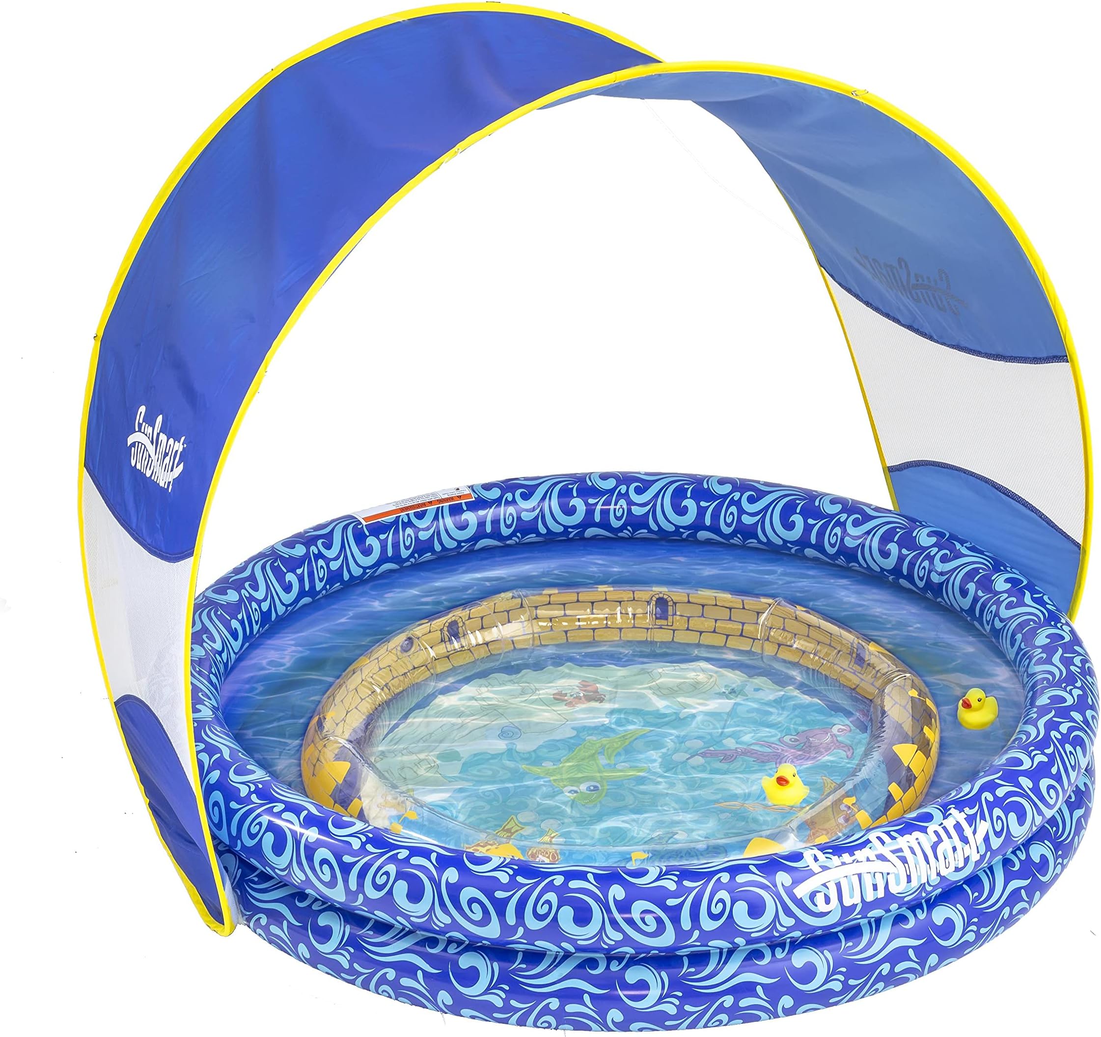 Amazon.com: FUN LITTLE TOYS Inflatable Baby Pool with Shade, Kids Blow ...