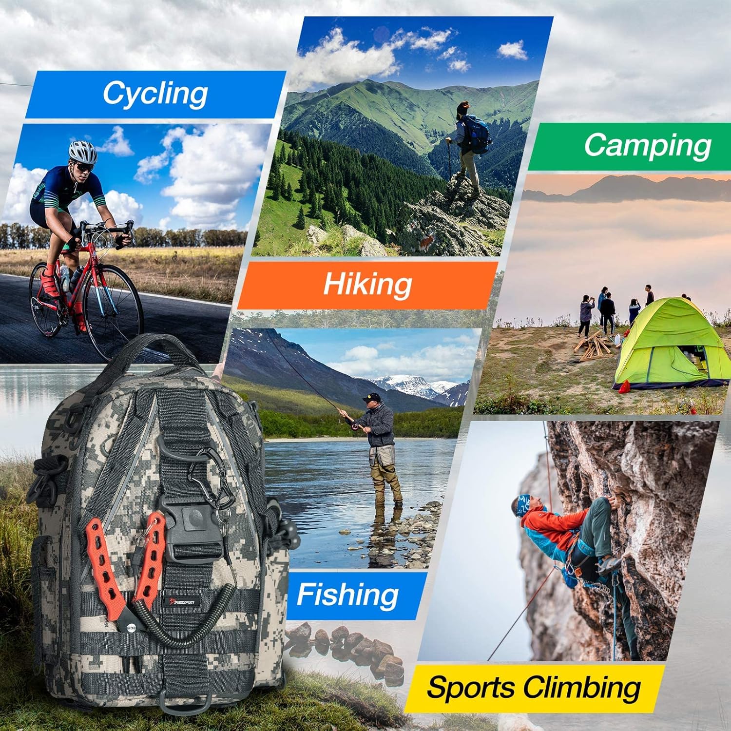 Piscifun Fishing Tackle Backpack with Rod & Gear Holder, Lightweight ...