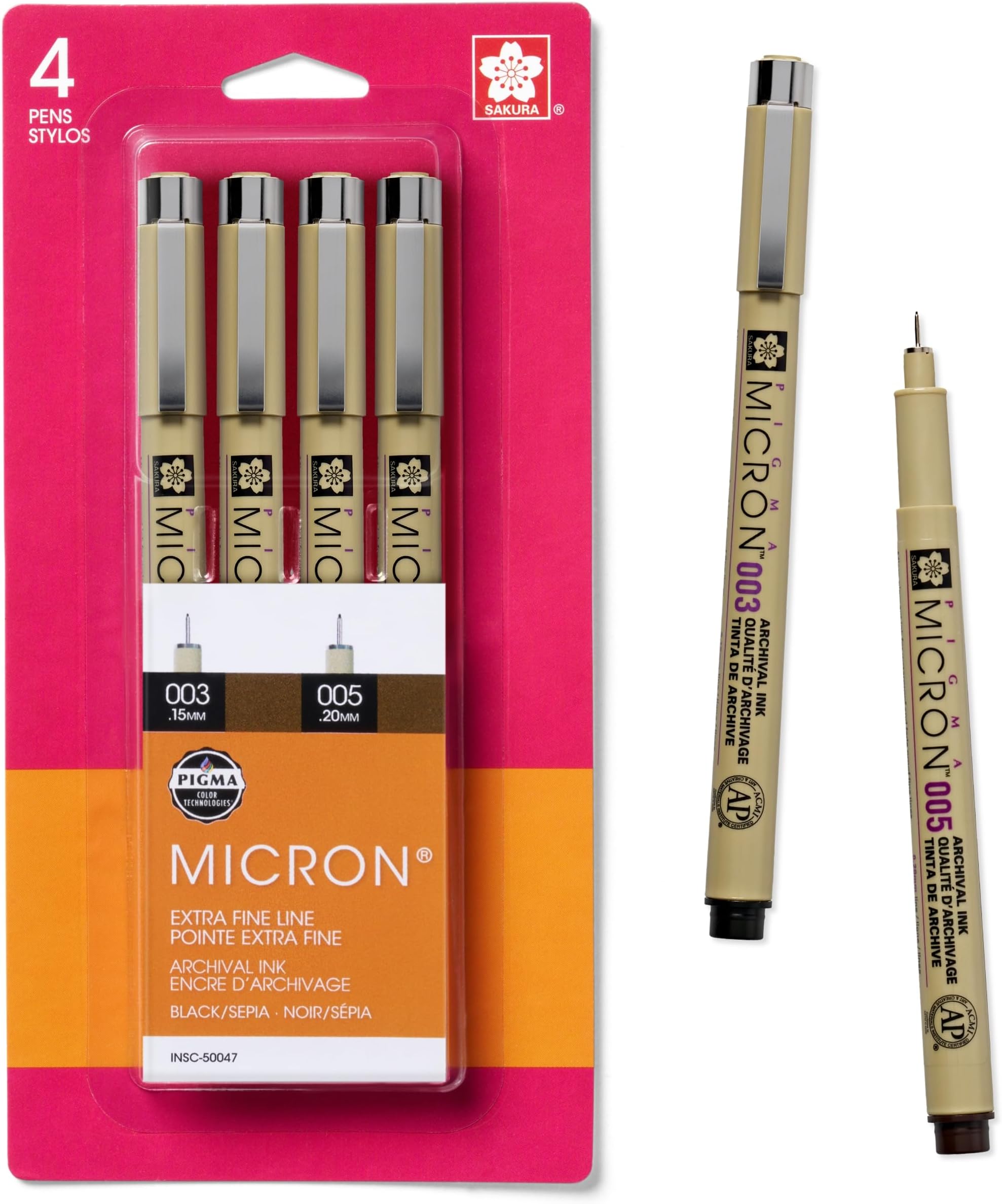 SAKURA 50047 Micron 003/005 4Pc Set Fine Tip Pen,Black : Amazon.in ...