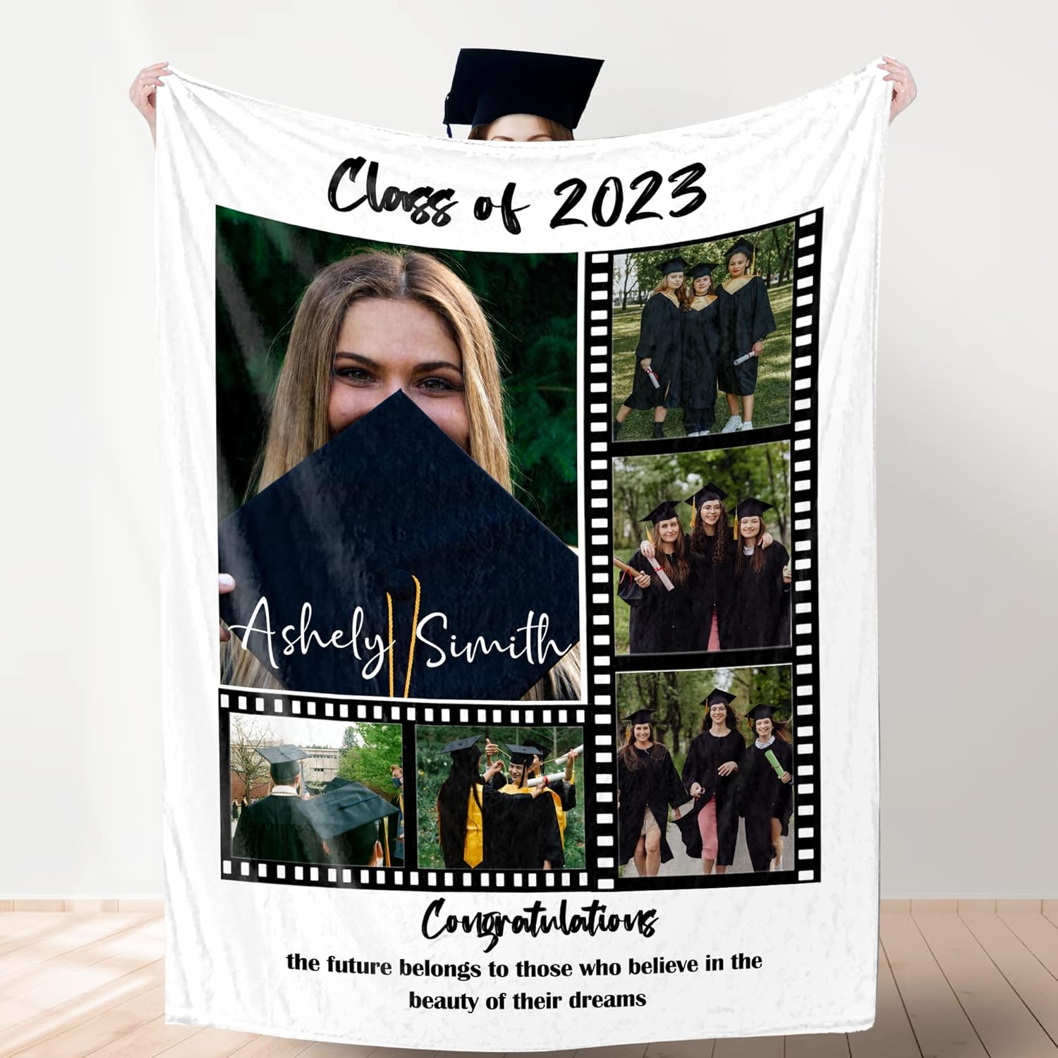 Amazon.com: YESCUSTOM Custom Graduate Blanket with Photo Collage ...