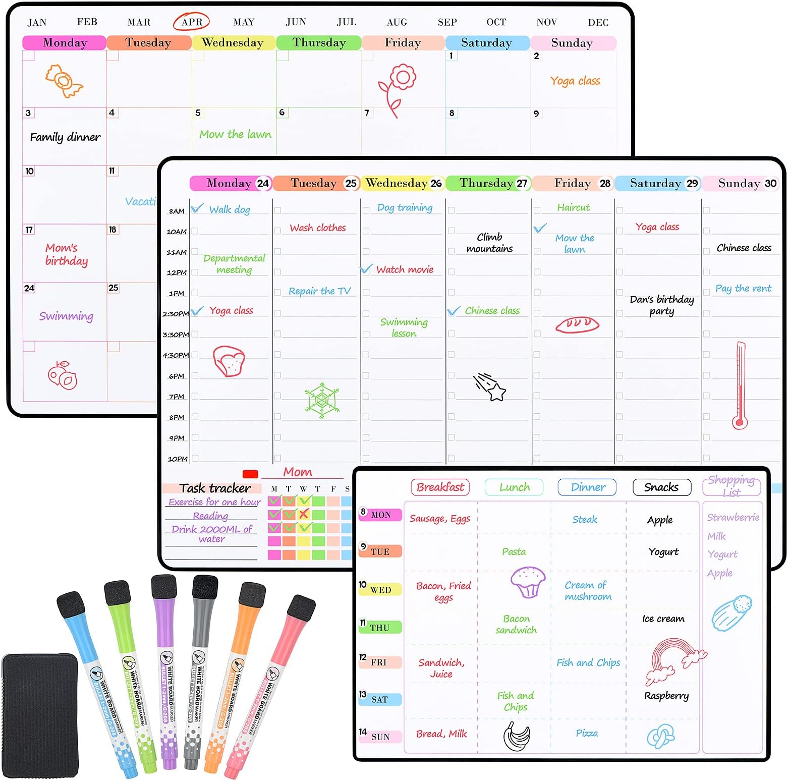 Magnetic Weekly Planner for Fridge - Magnetic Fridge Whiteboard ...