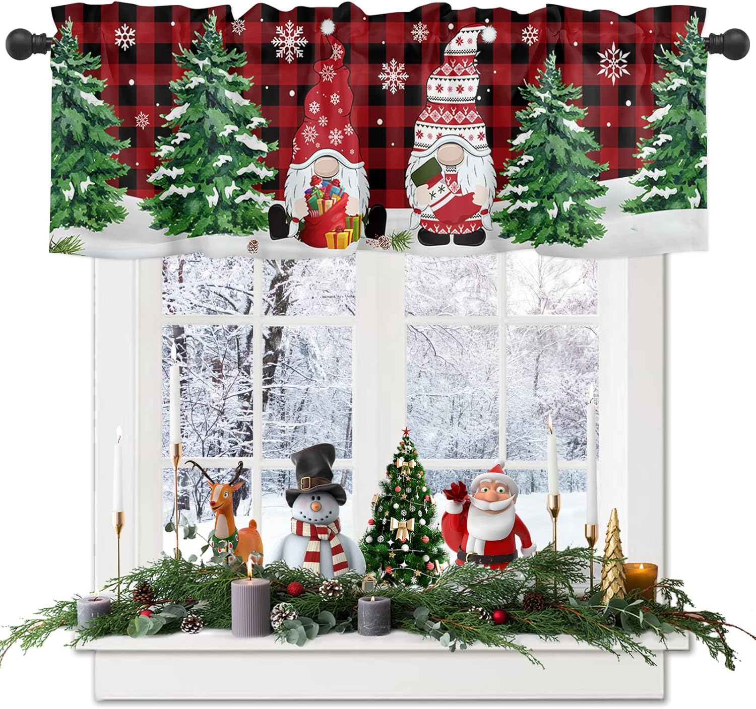 Amazon.com: Gnome Valance for Window - Christmas Elves Window Toppers ...