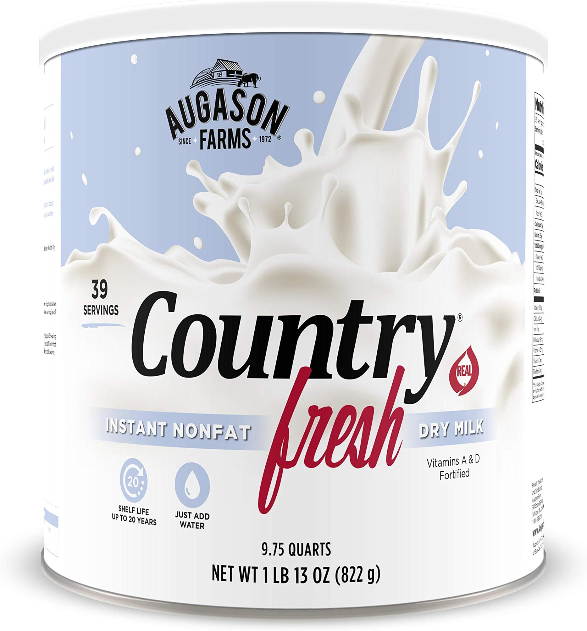 Amazon.com: Augason Farms Country Fresh Instant Nonfat Dry Milk Can ...