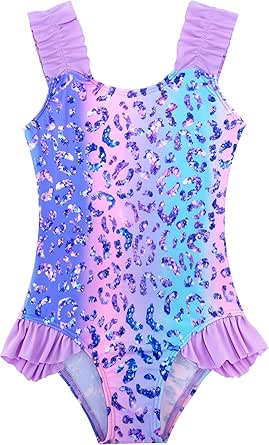 Amazon.com: XiaoMoSha Girls One Piece Swimsuit Ruffled Straps Bathing ...