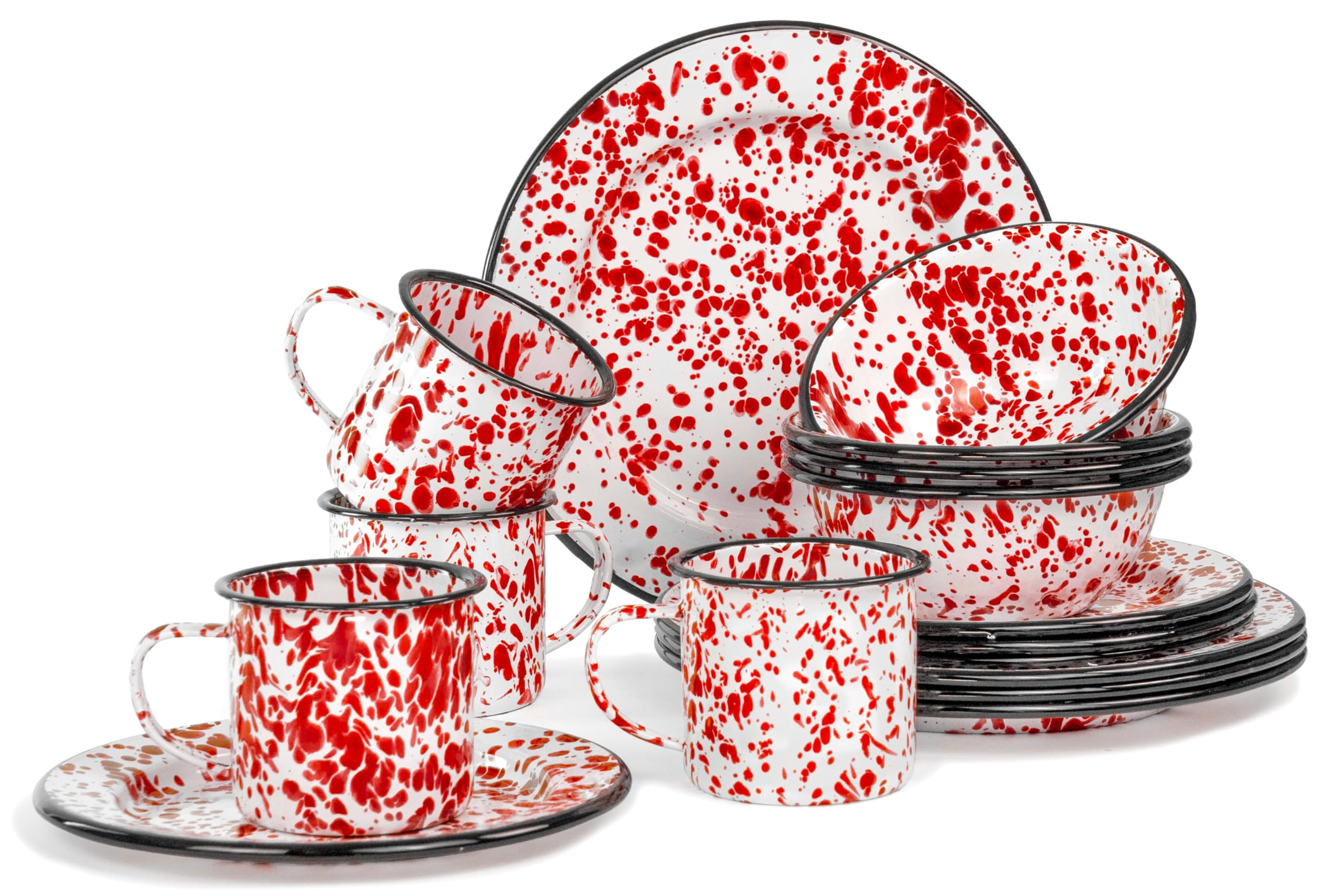 Amazon.com | Red Co. 16-Piece Enamelware Metal Dinnerware Set for 4 ...