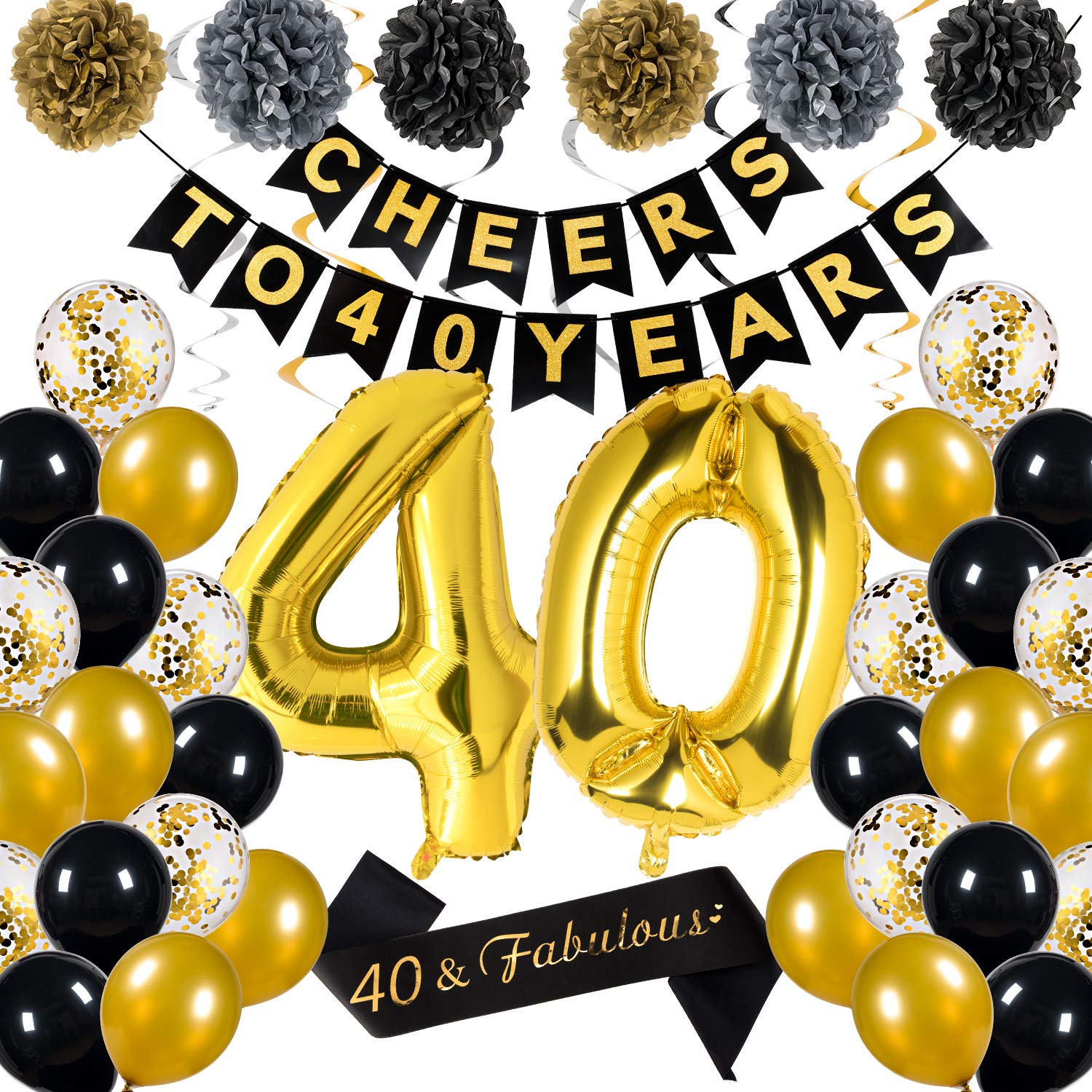 Buy Whaline 46Pack 40th Birthday Decorations Kit Black And Gold 40th buy-whaline-46pack-40th-birthday-decorations-kit-black-and-gold-40th