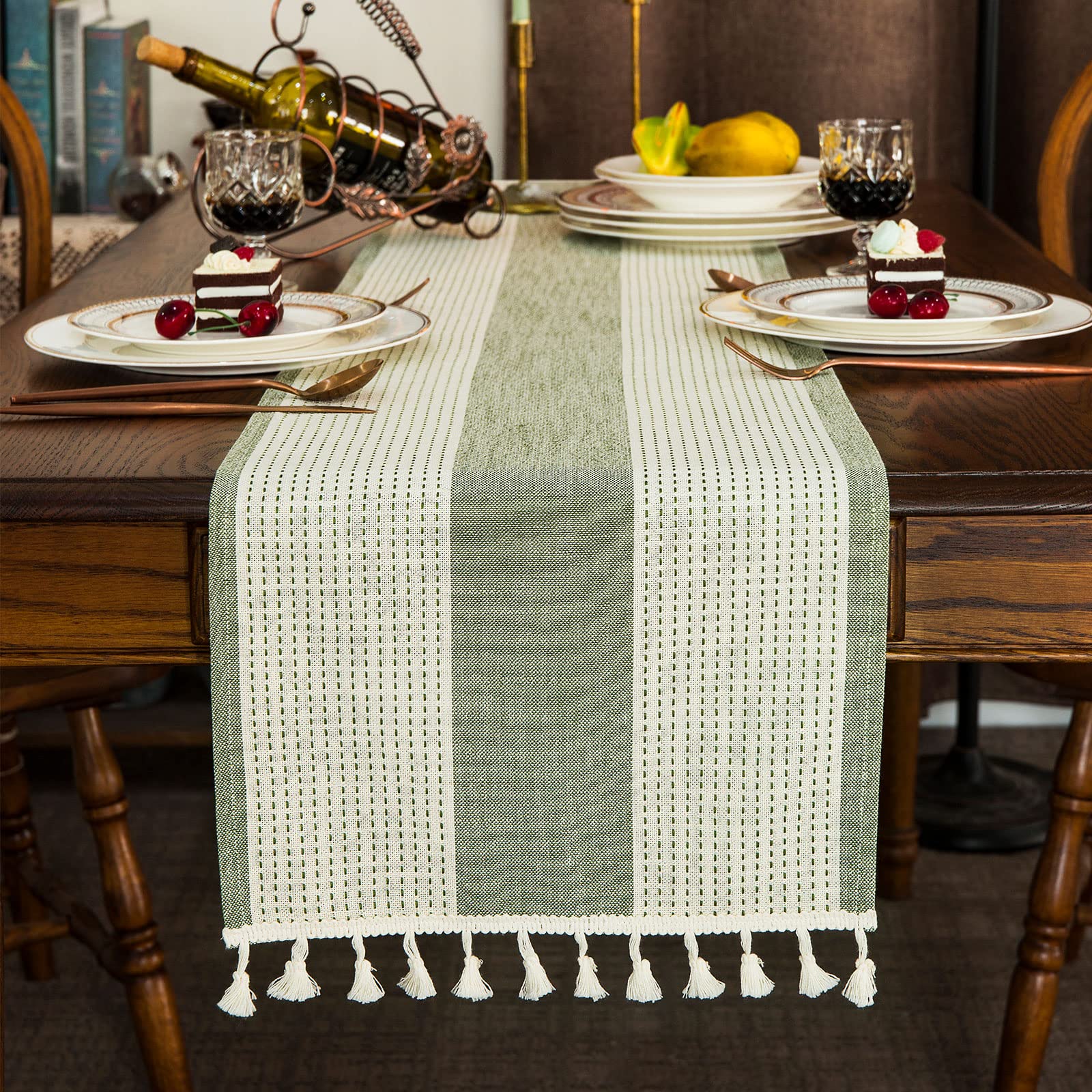 Amazon.com: GLORY SEASON Table Runner with Tassels 72 Inches Long ...