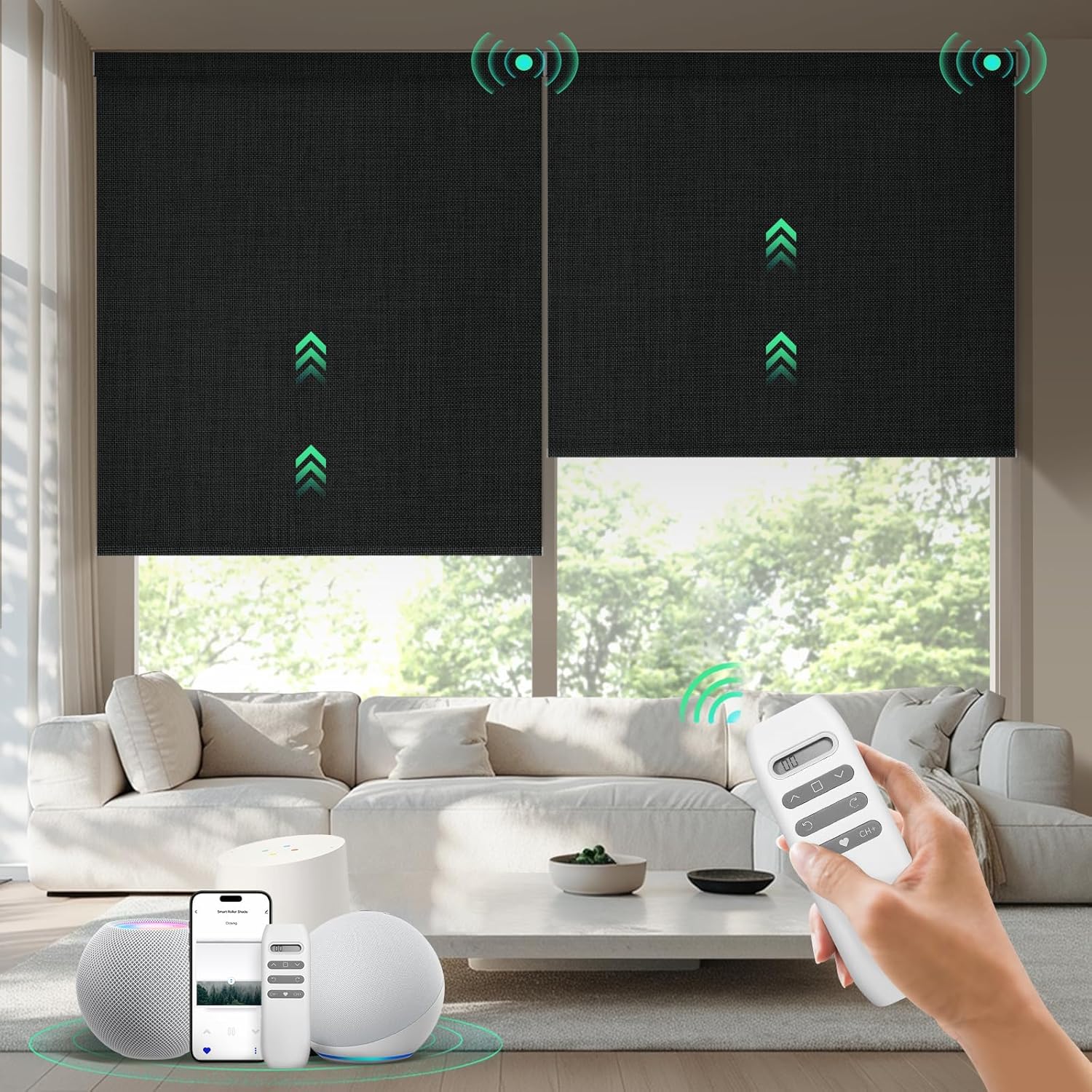 Amazon.com: HeyBlinds Motorized Blinds with Remote, 100% Blackout Smart ...