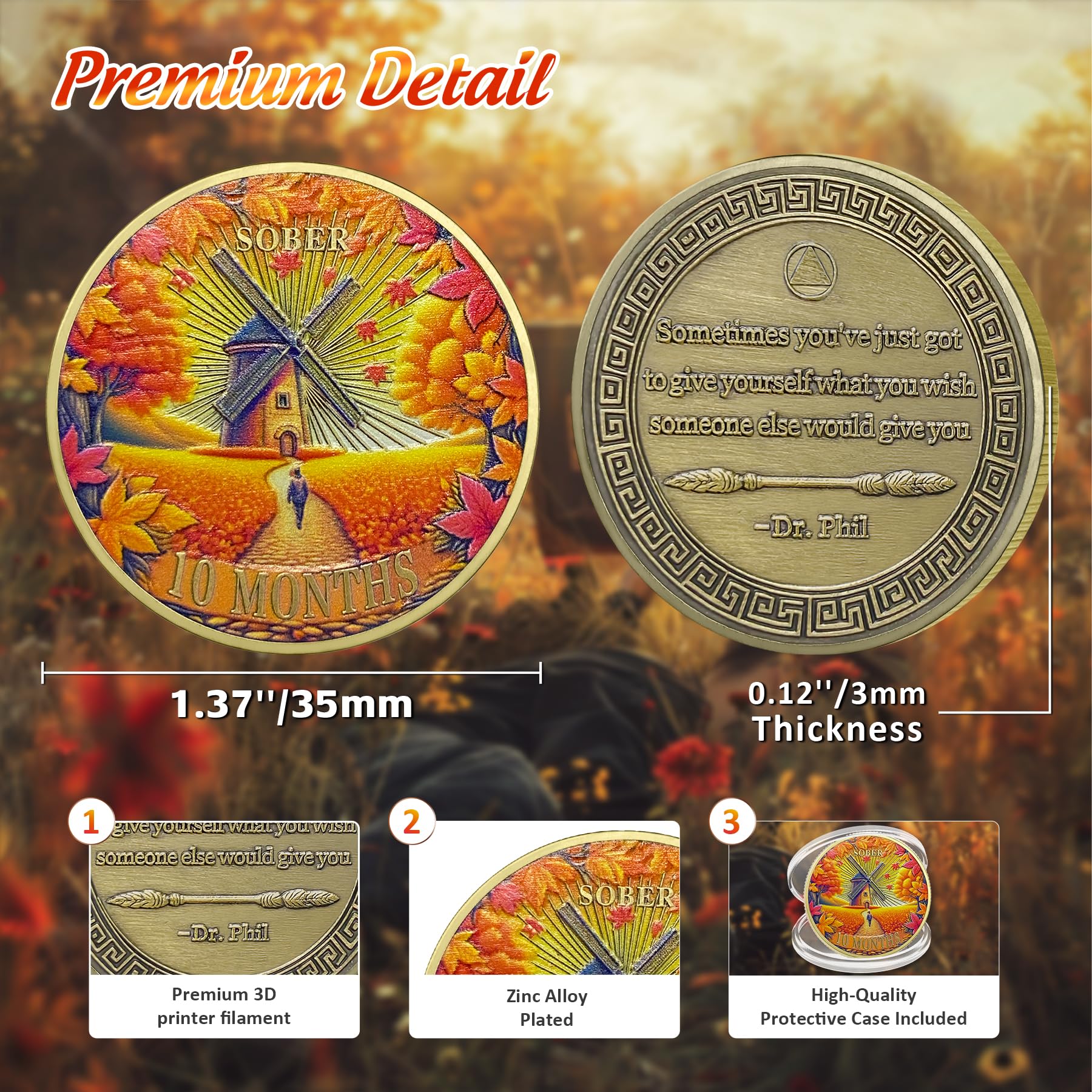 Snapklik.com : Original Ten Month Sobriety Coin - Harvest Windmill 10 ...