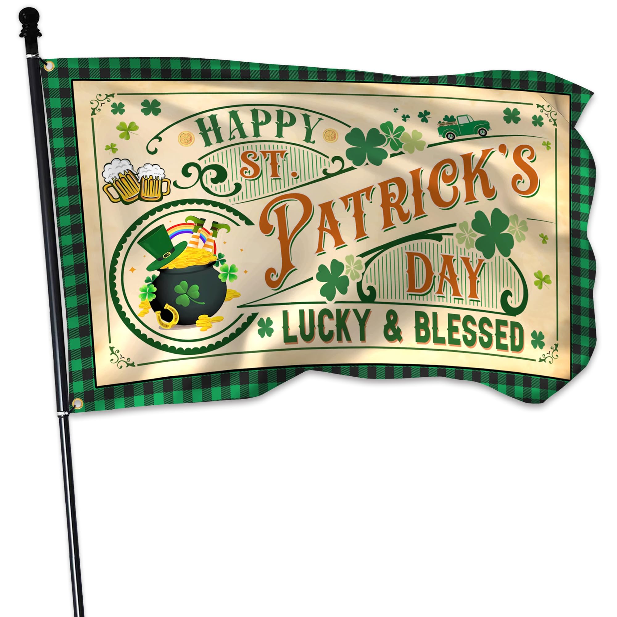 Amazon.com : St Patrick's Day Flags for Outside 3x5 Ft Double Sided ...