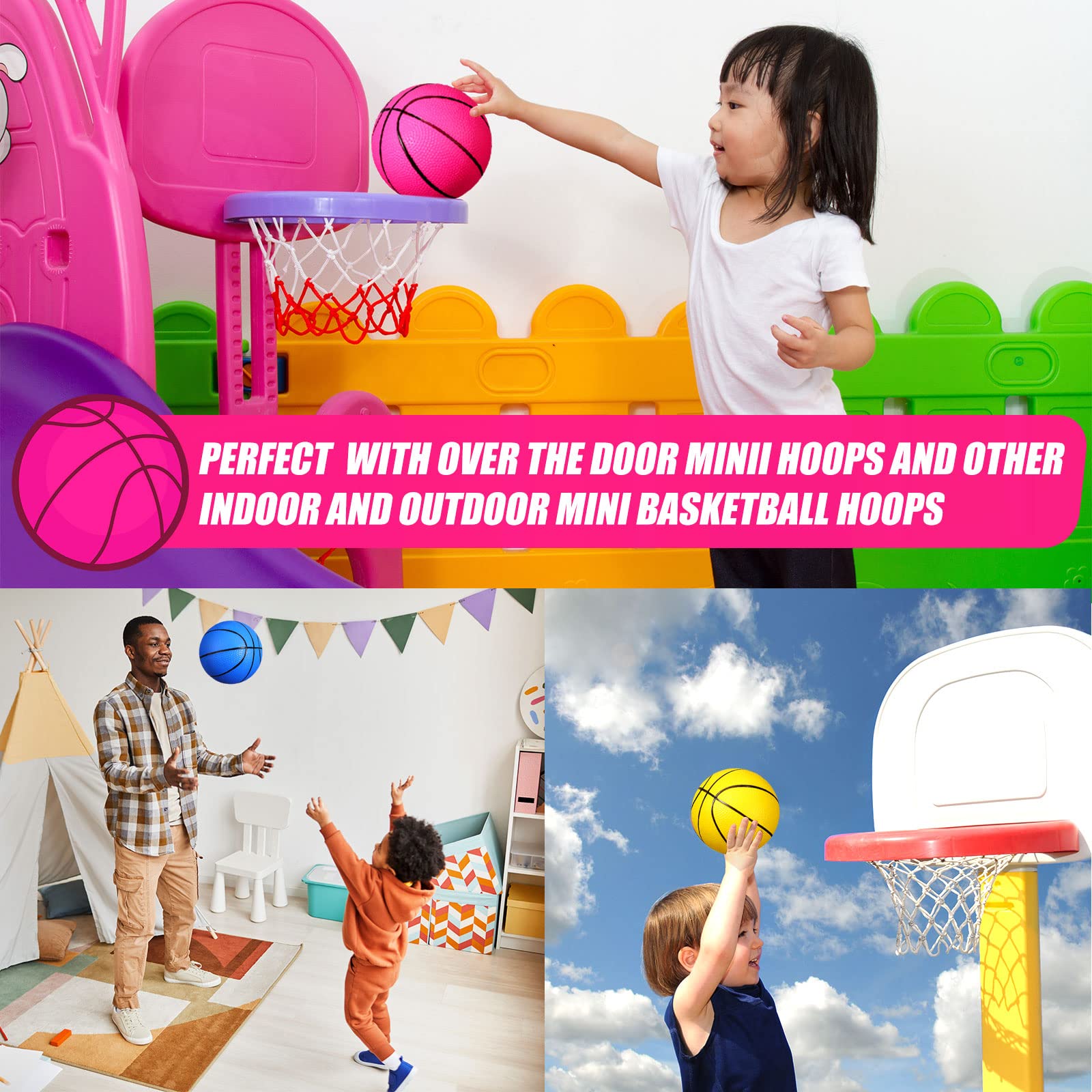 Leitee 36 Pack 5 Inch Mini Basketballs with Pump PVC Durable Mini ...