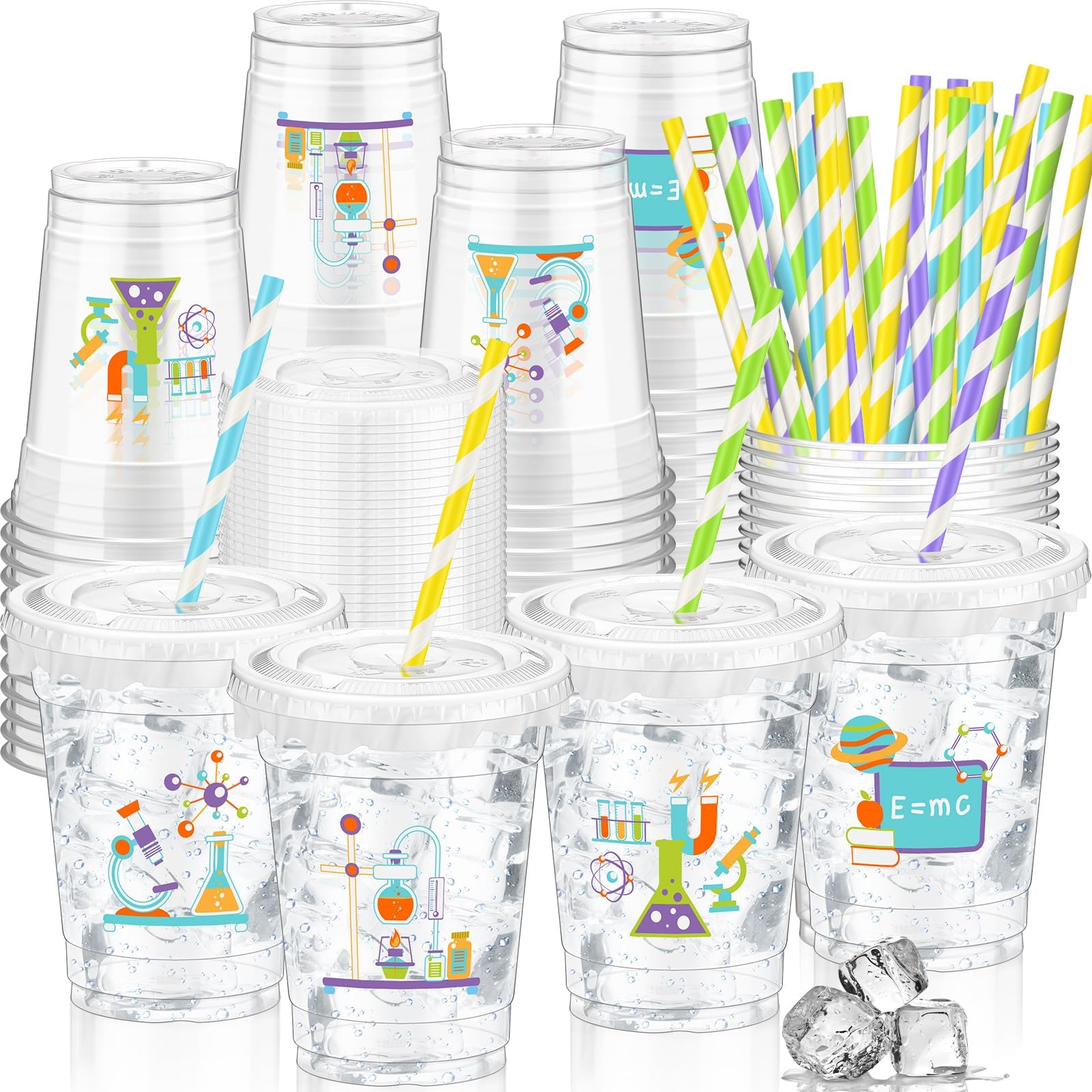 Amazon.com: FoldTier 50 Pcs Science Cups 12 oz Disposable Plastic Cups ...