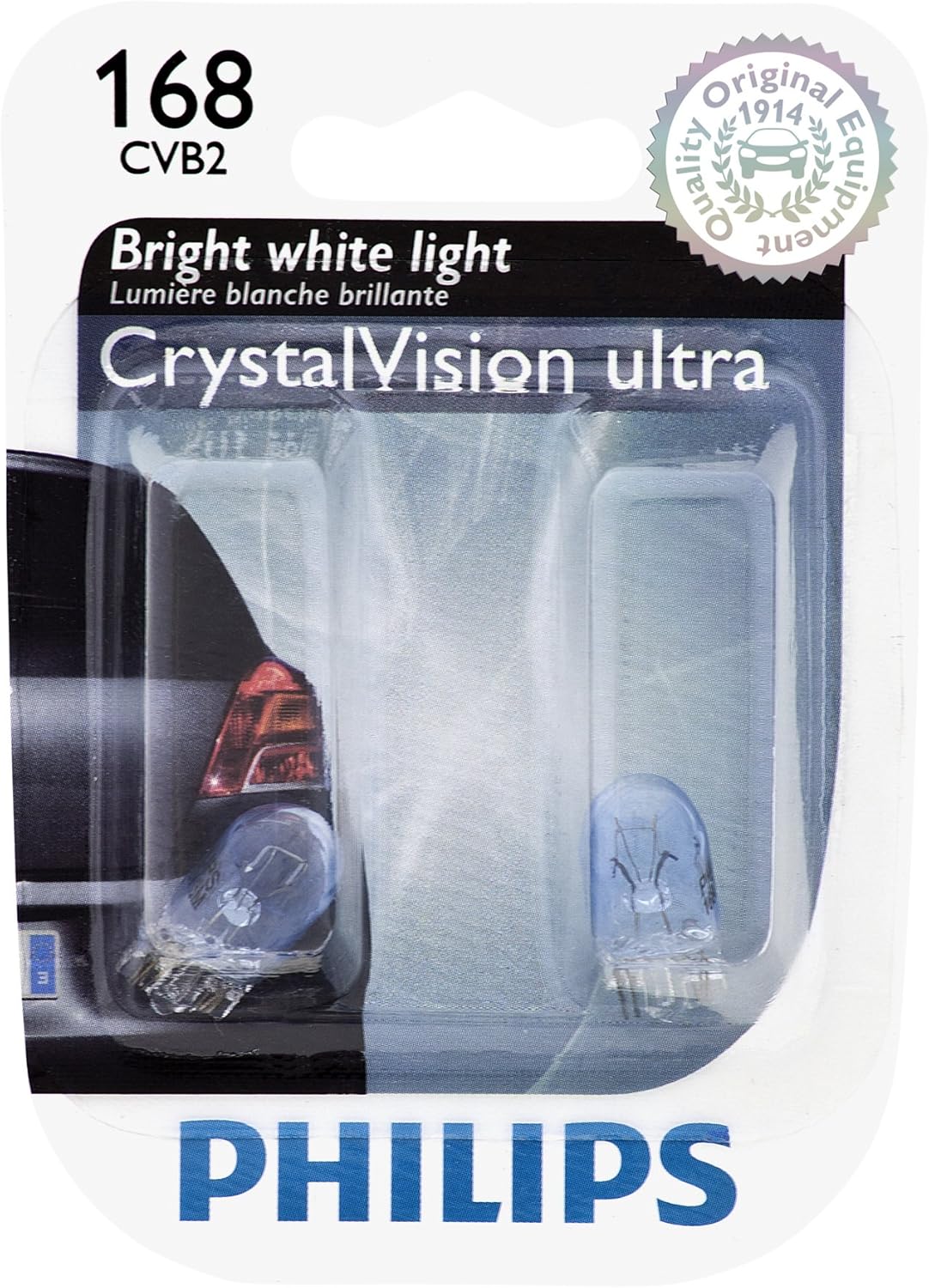 Philips 168 CrystalVision ultra Miniature Bulb, 2 Pack, Headlight Bulbs ...