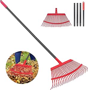 Amazon.com : Garden Leaf Rake with 62 Inch Adjustable Long Steel Handle ...