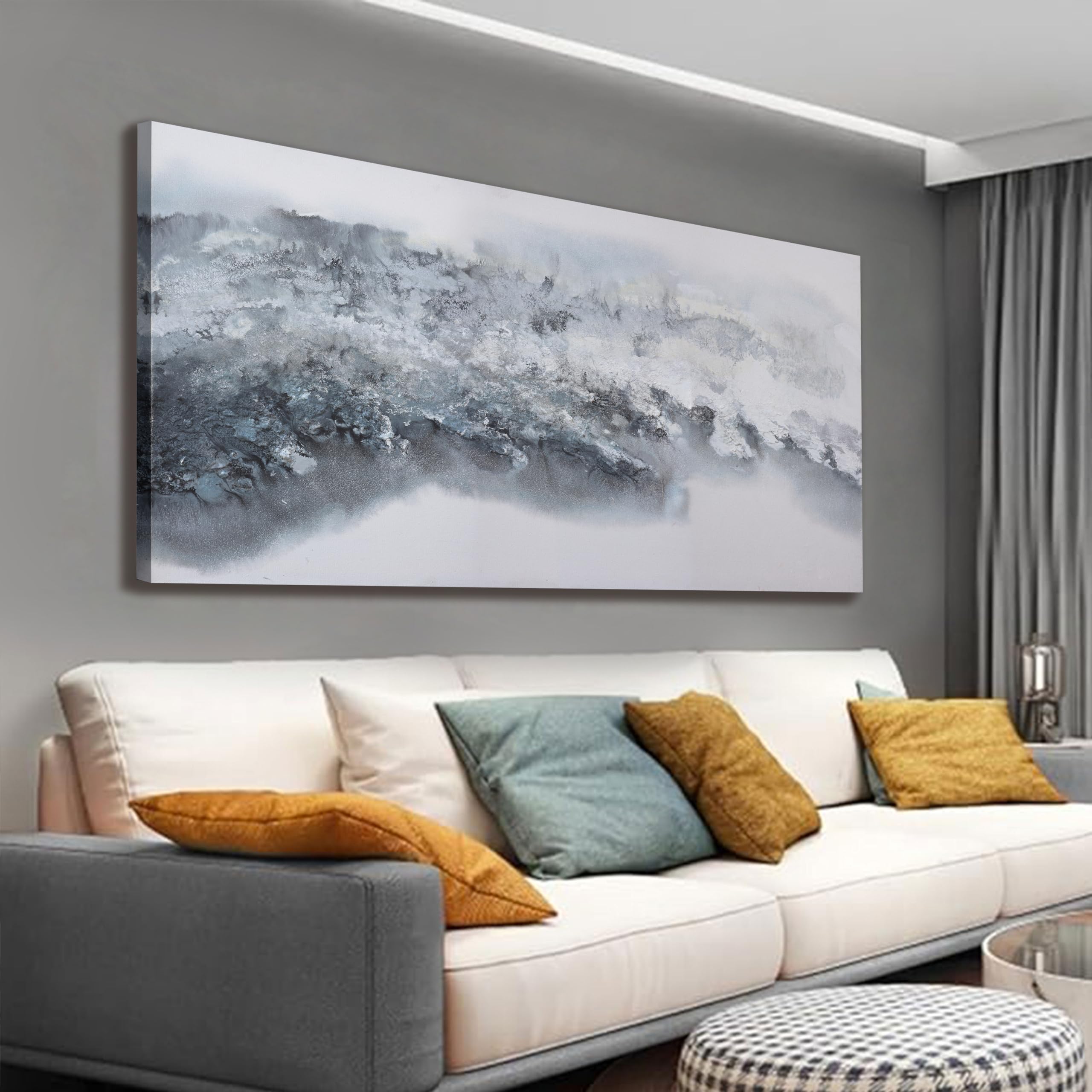 Amazon.com: White Abstract Wall Art Decor Grunge Room Decor Art Grey ...