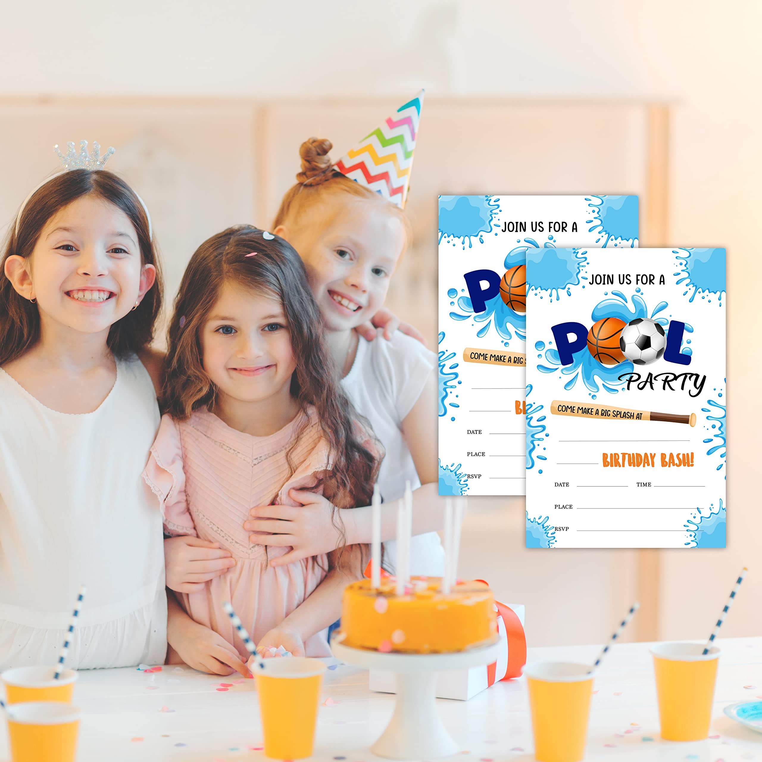 Splash Pad Birthday Invitation Cards With Envelopes Pack Of 20 (4" X 6 ...