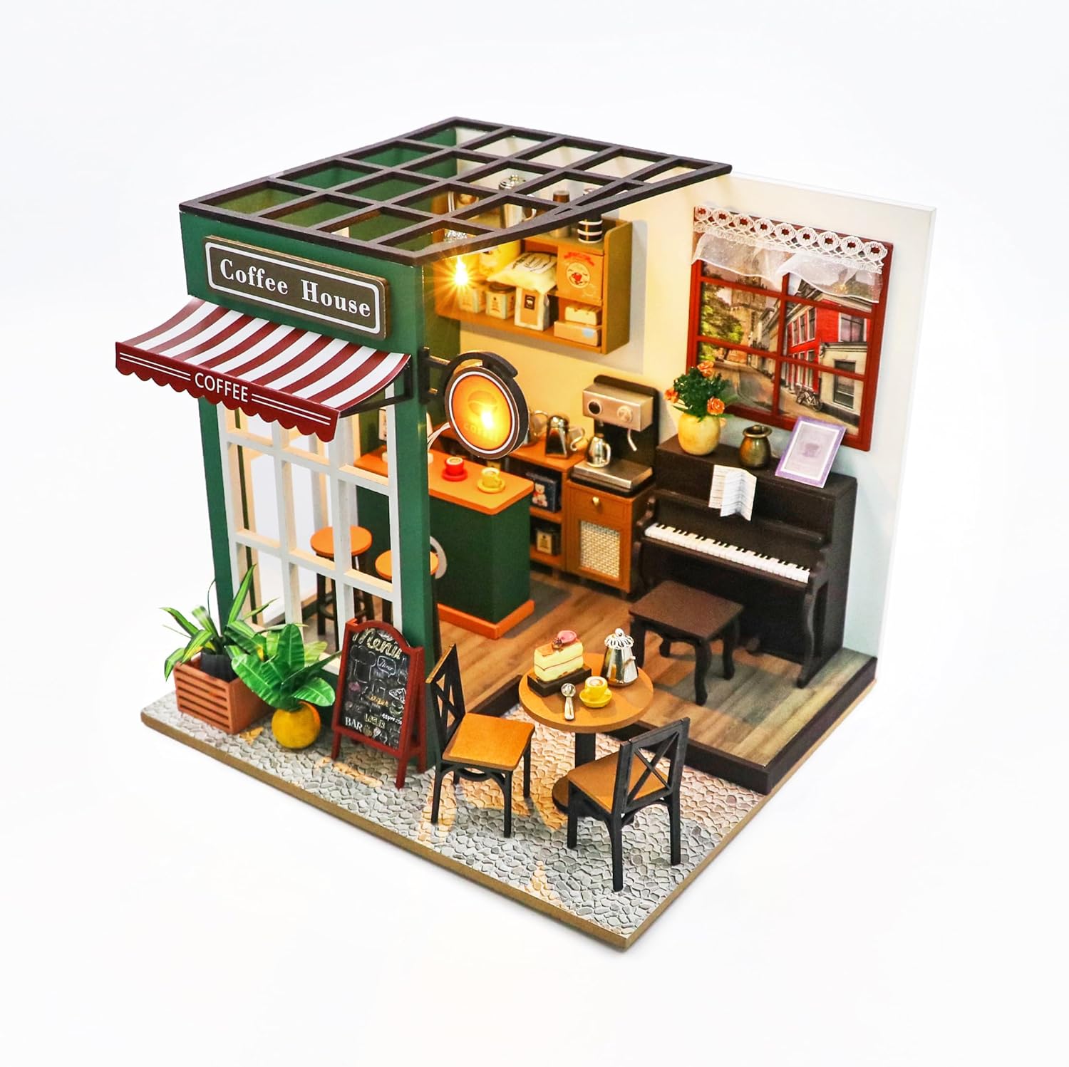 Amazon.com: DIY Miniature House Kit,Tiny House Coffee Shop with ...