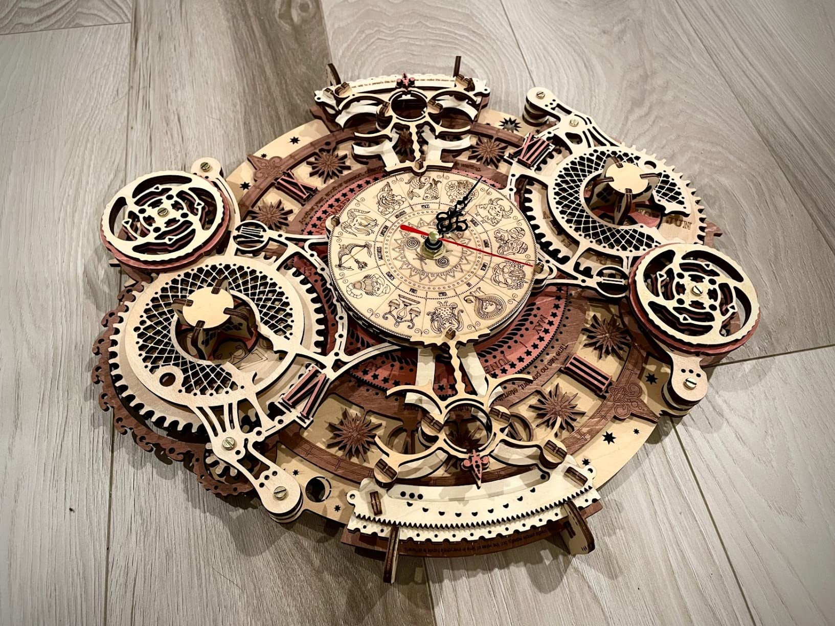 ROBOTIME 3D Wooden Puzzles Clock Model Kit for Adults Zodiac Wall Clock ...