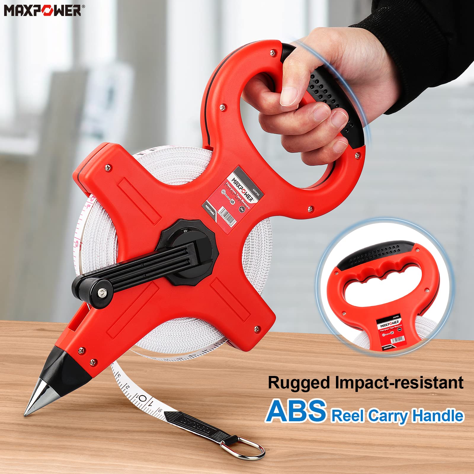 Measuring Tape Open Reel Fiberglass Tape Measure, 100-Feet (30-Meters ...
