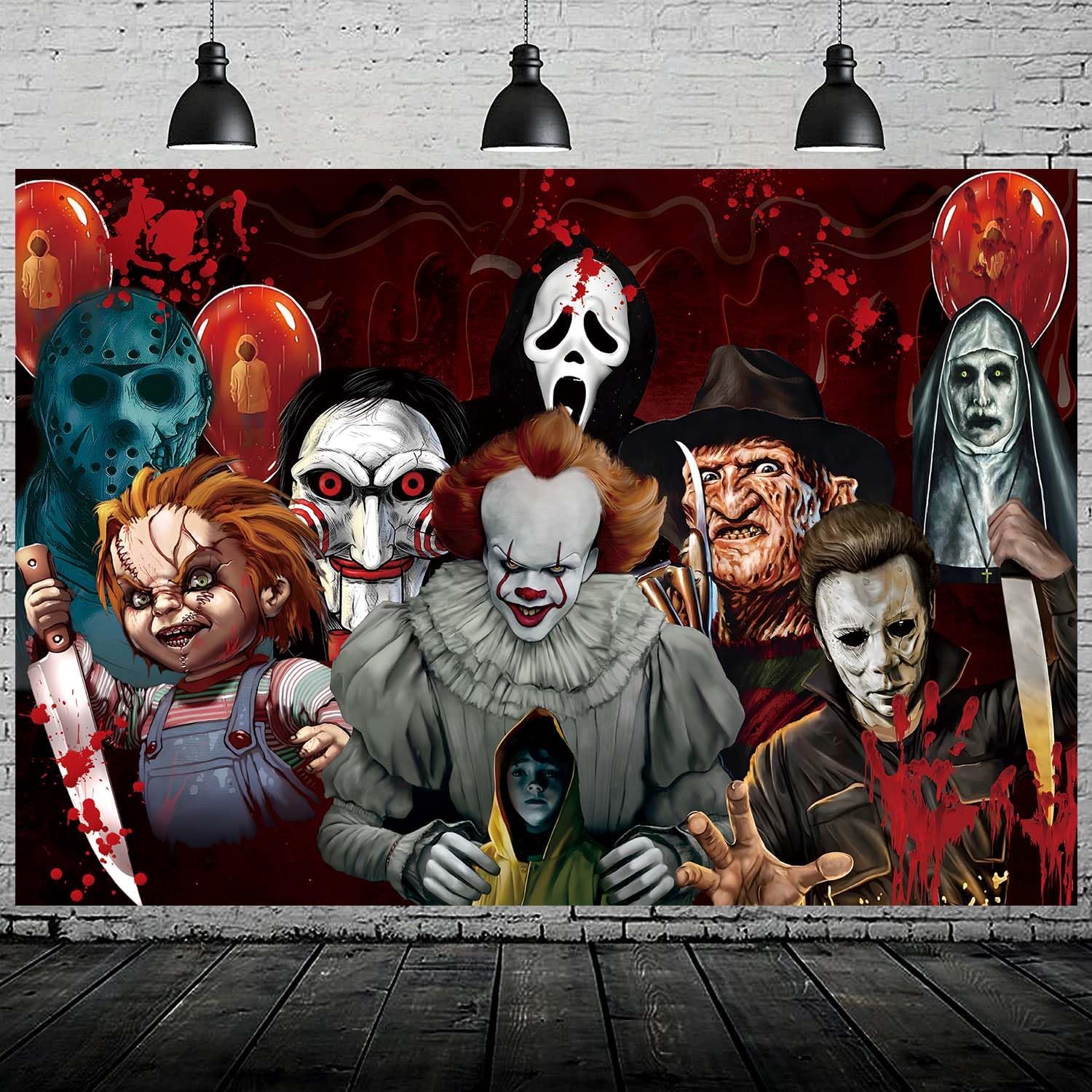 Horror Classic Movie Character Backdrop Halloween Party Background ...