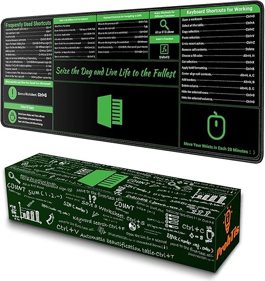 ProbTis Large Excel Shortcut Mouse Pad, Extended Office Mouse Pad with ...