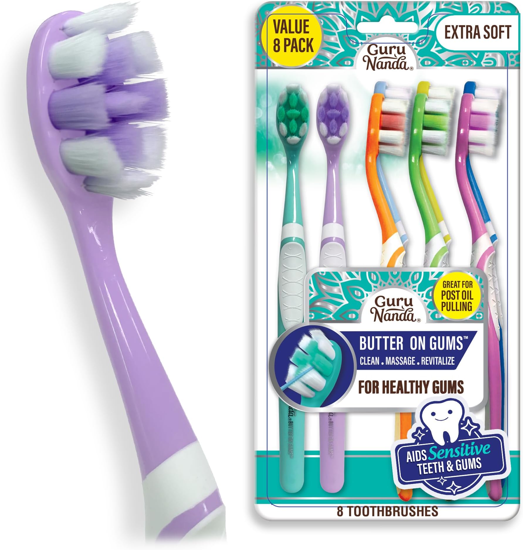 Amazon.com : GuruNanda Butter on Gums Toothbrush with Extra Soft ...