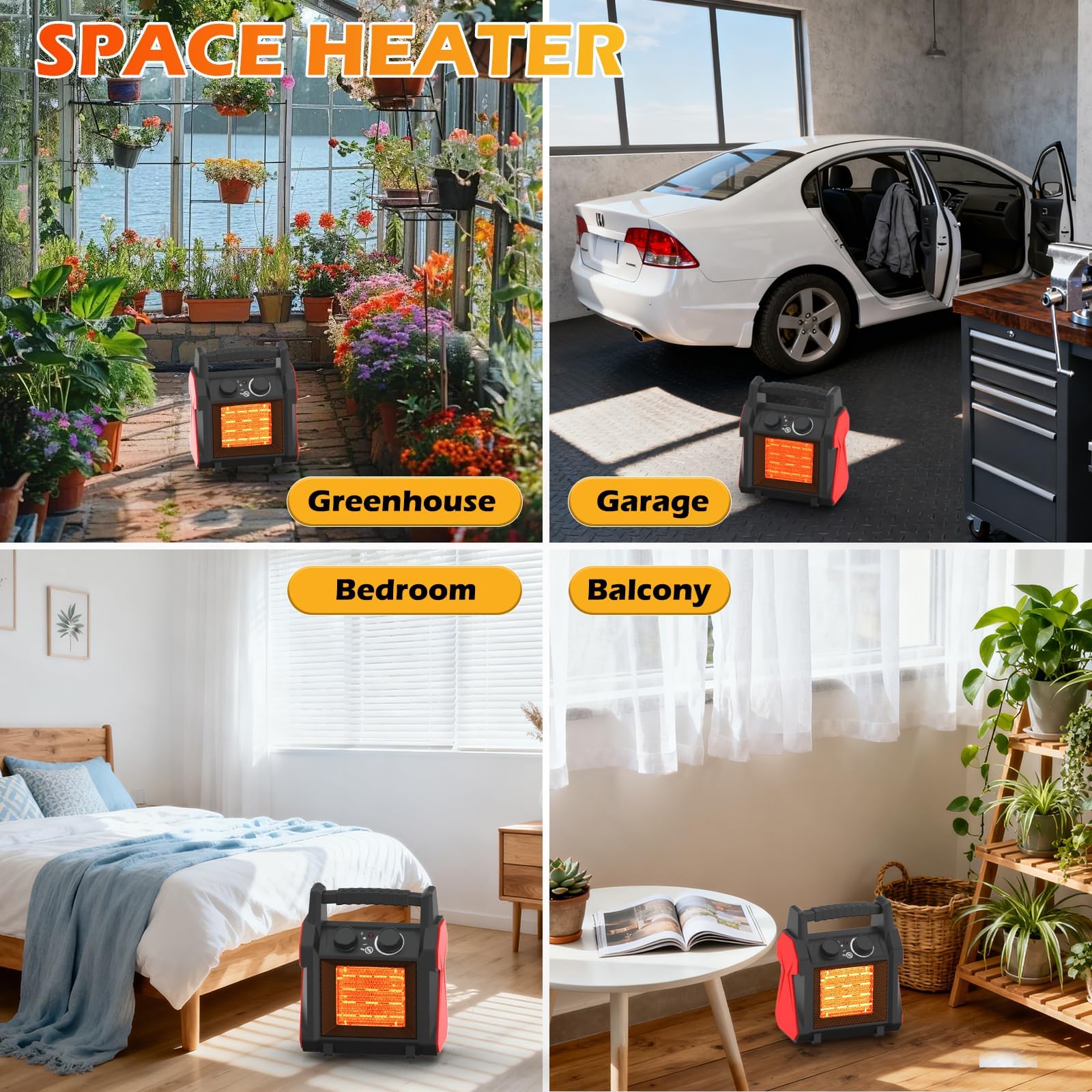 PTC Fast Heating Heater Nordic Hygge 1500-Watt Electric Fireplace Space ...