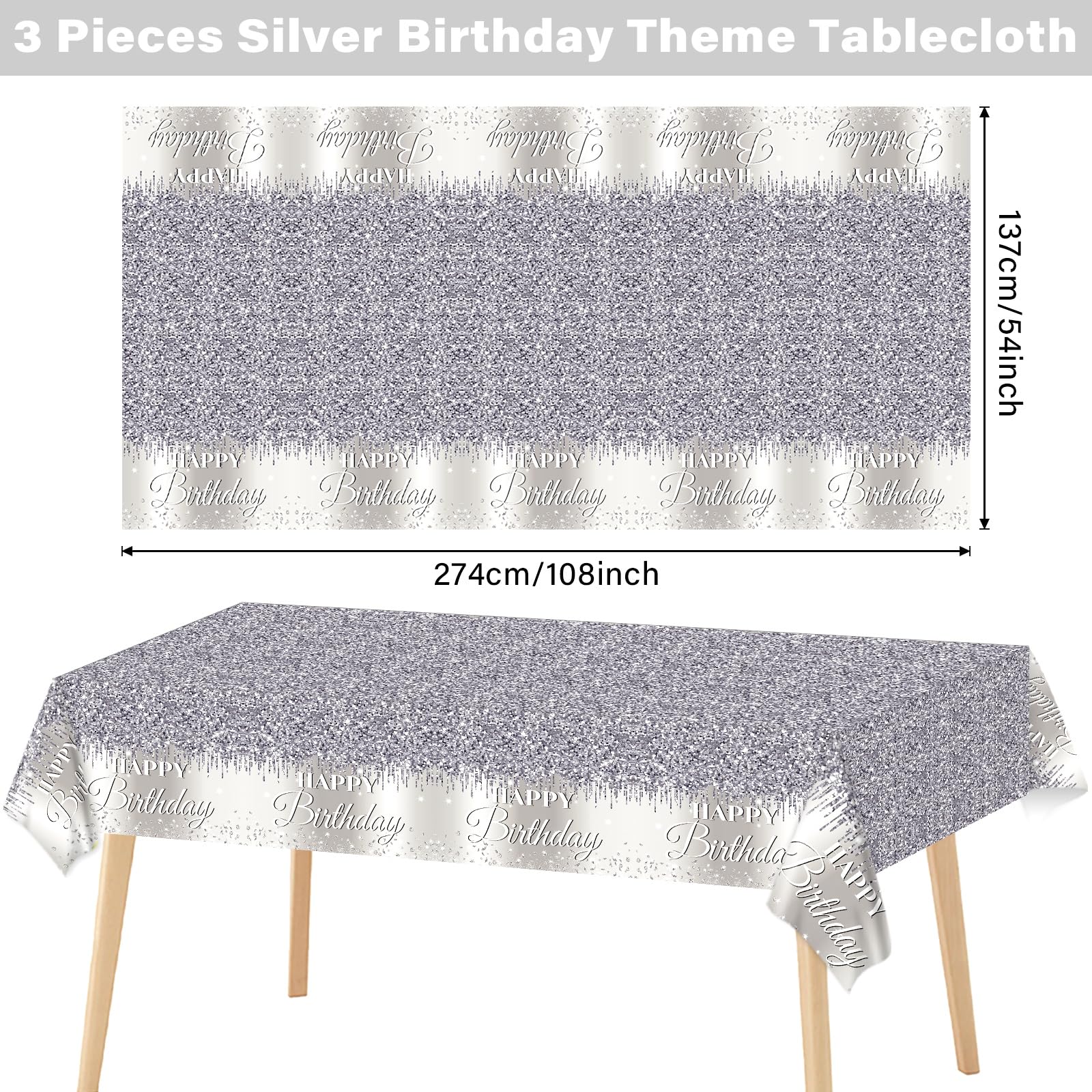 Snapklik.com : Silver Happy Birthday Party Decorations Silver Theme ...