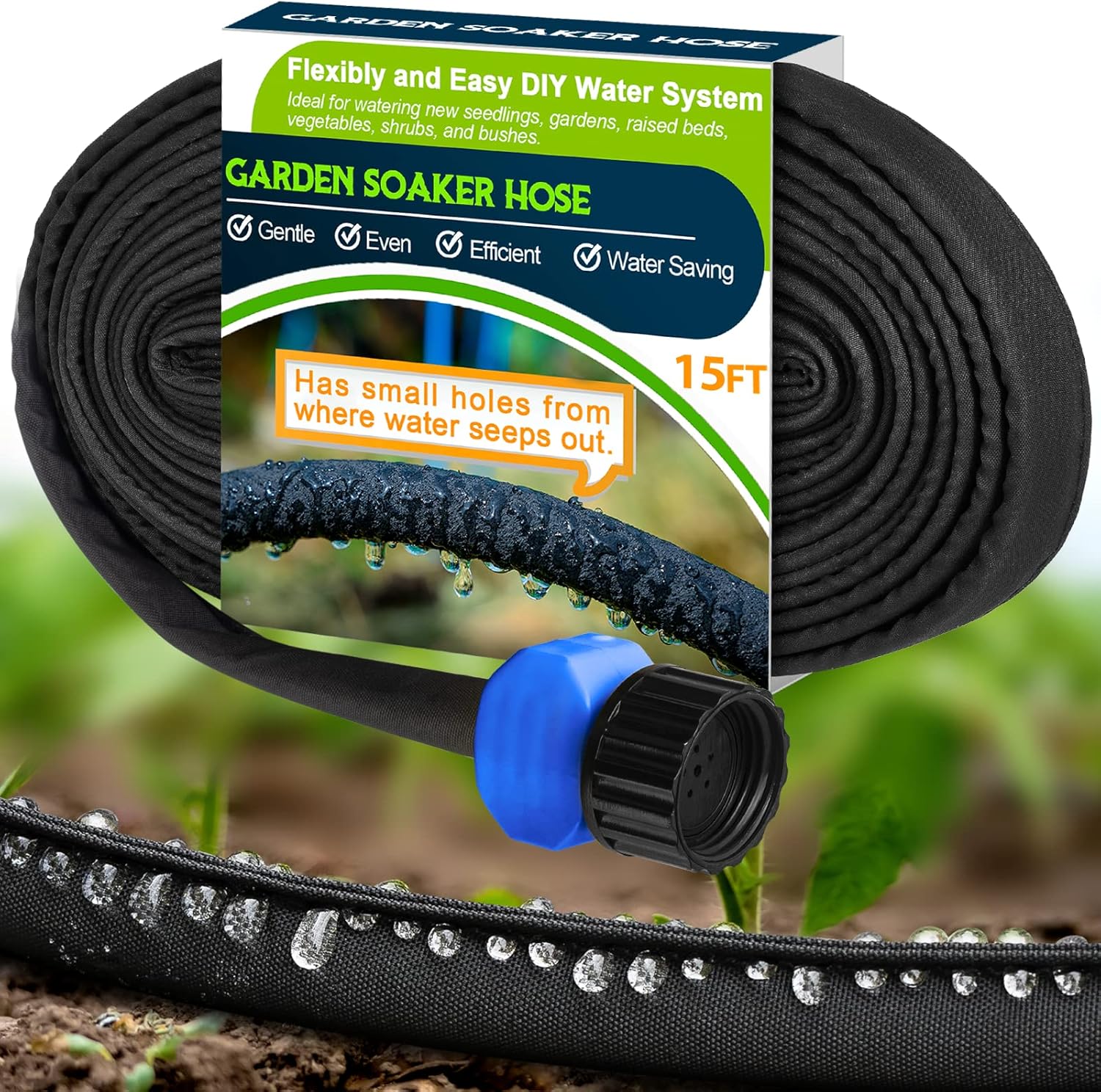 Amazon.com : LAVEVE Soaker Hoses for Garden 15 FT, Heavy Duty Drip ...