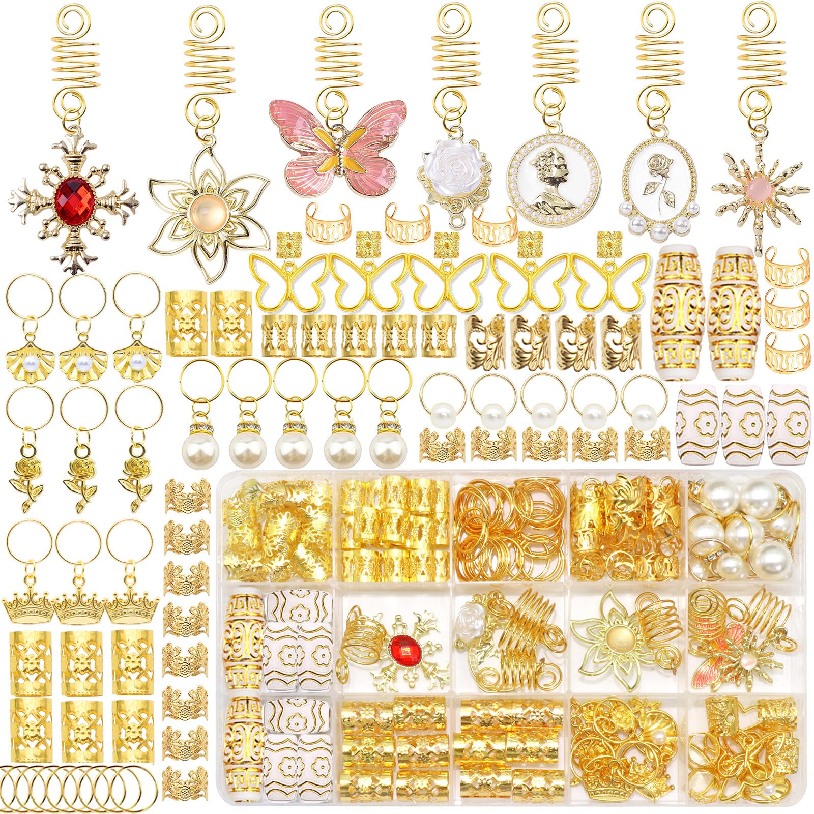 Amazon.com: VENOFEN 146PCS Gold Hair Jewelry for Braids Crystal Braid ...