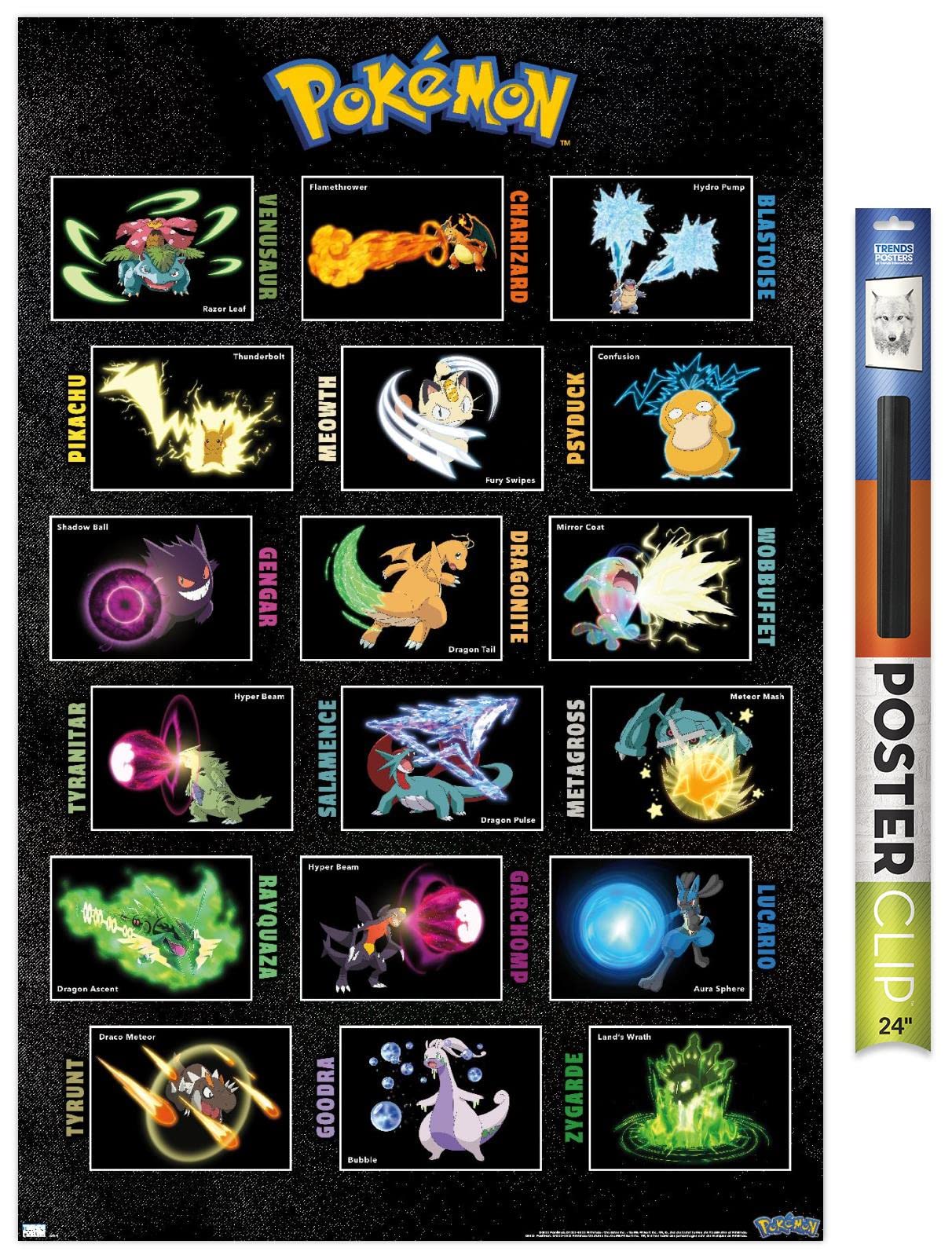 Amazon.com: Trends International Pokémon - Moves Grid Wall Poster, 22. ...