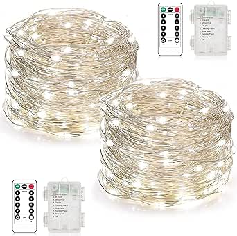 Fairy String Lights, 2Pack 39FT/12M 120 LED Fairy Lights Battery ...