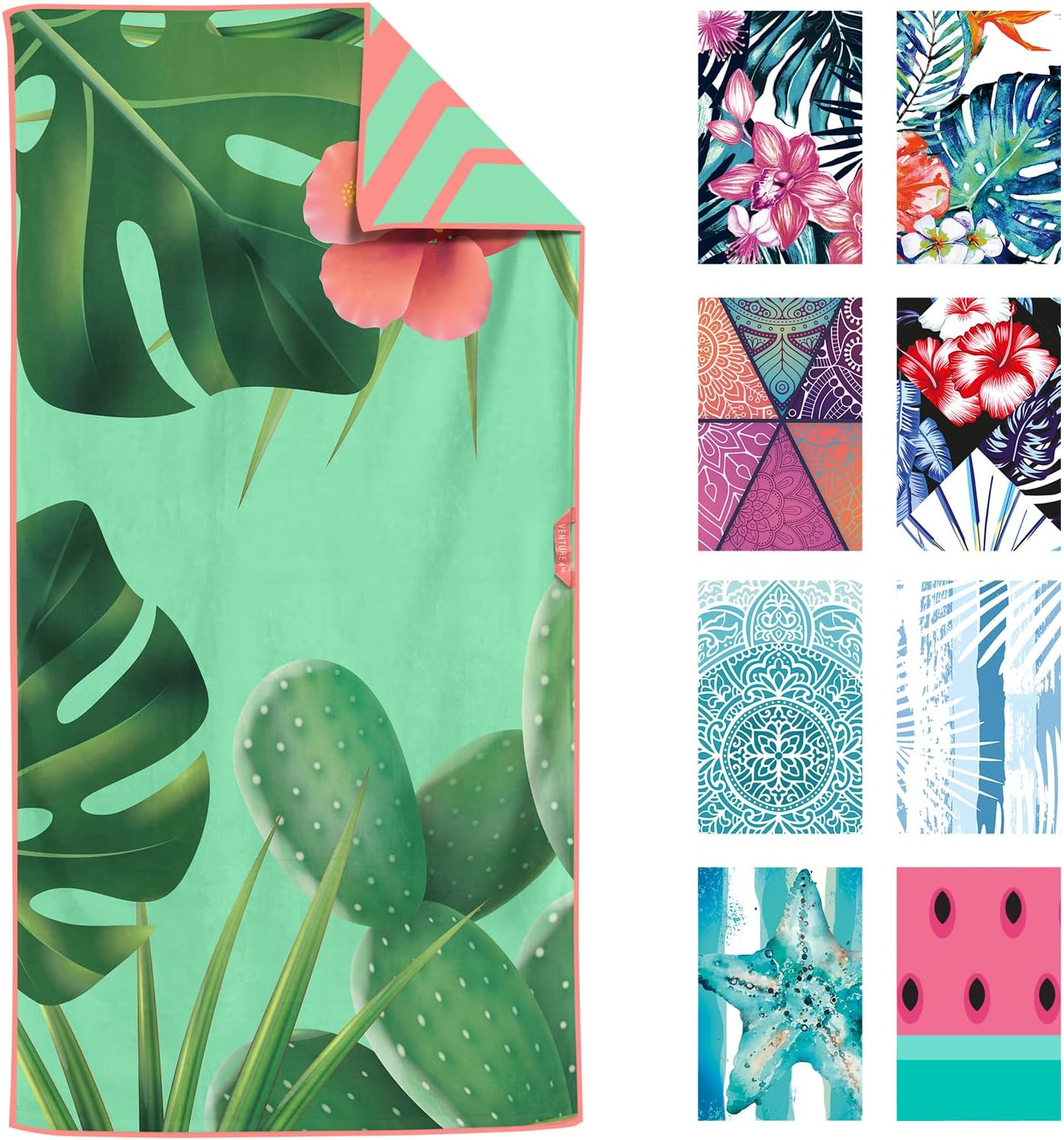 Amazon.com: VENTURE 4TH Microfiber Beach Towel: Quick-Dry, Compact ...
