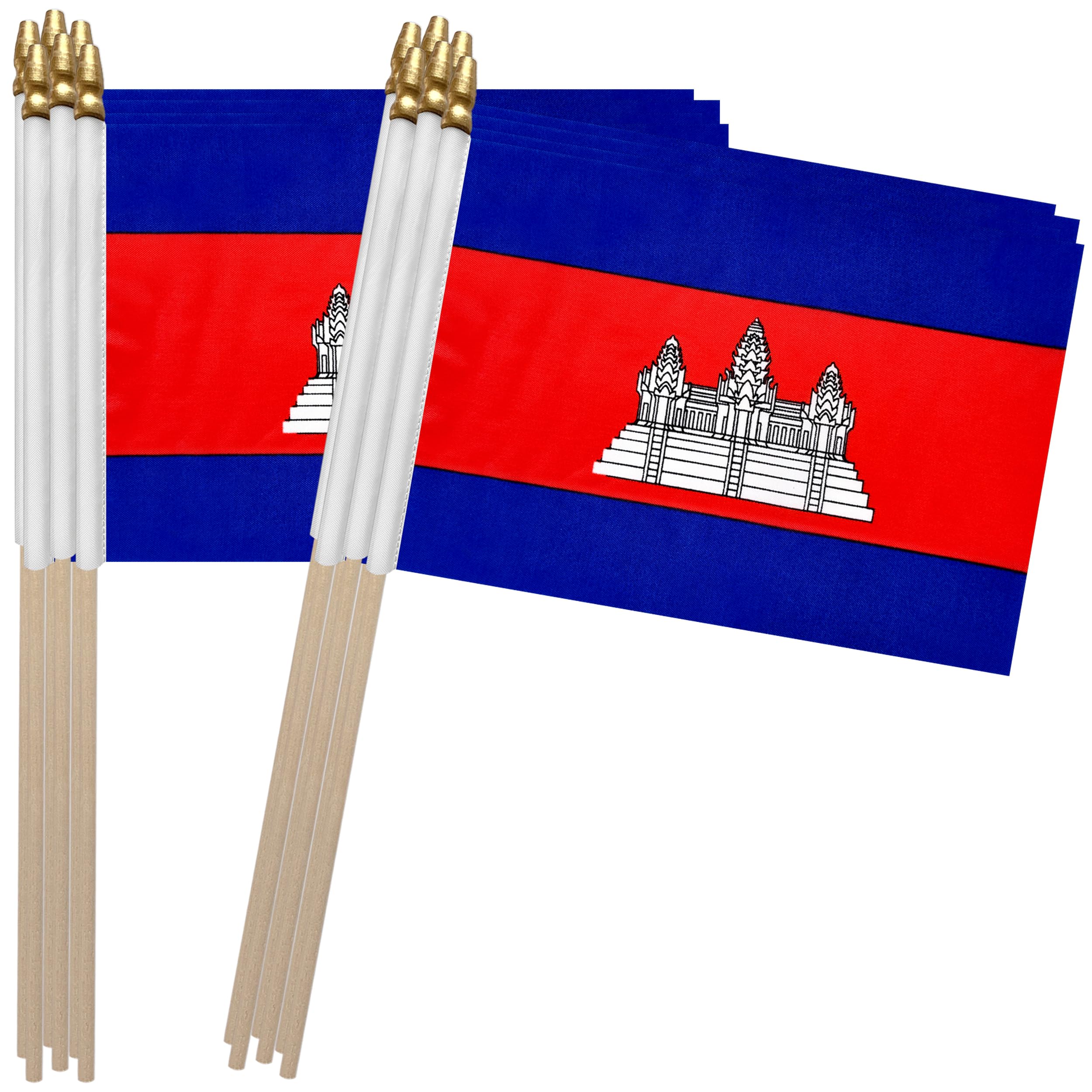 Amazon.com : TSMD Cambodia Stick Flag Cambodian Small Mini Hand Held ...